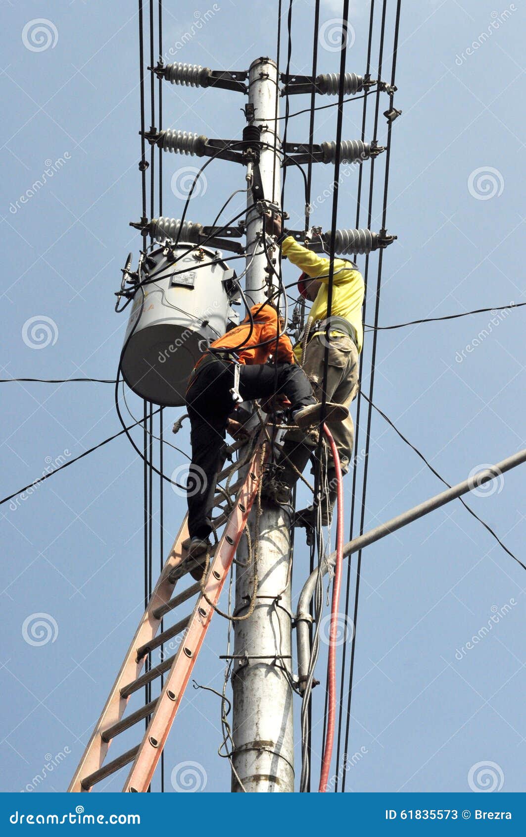 Electrical Worker Repairing the Installation Stock Image - Image of ...