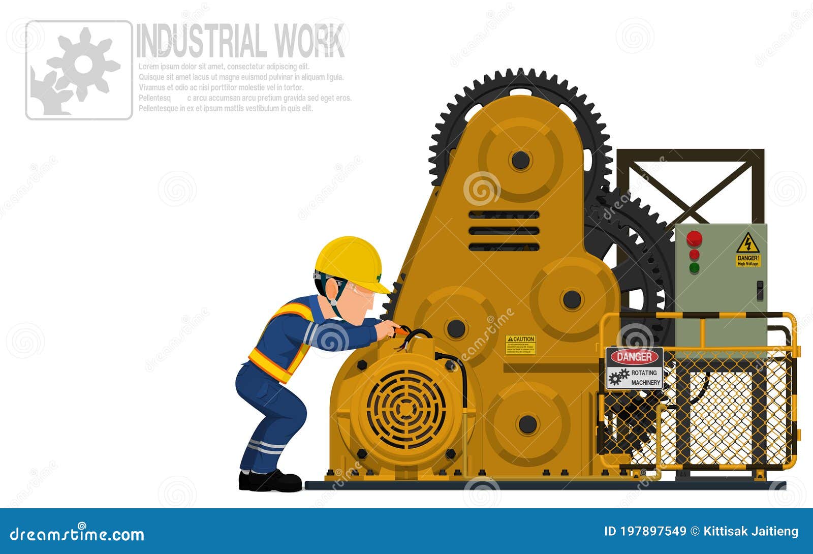 An Electrical Worker is Repairing the Rolling Machine Stock Vector ...
