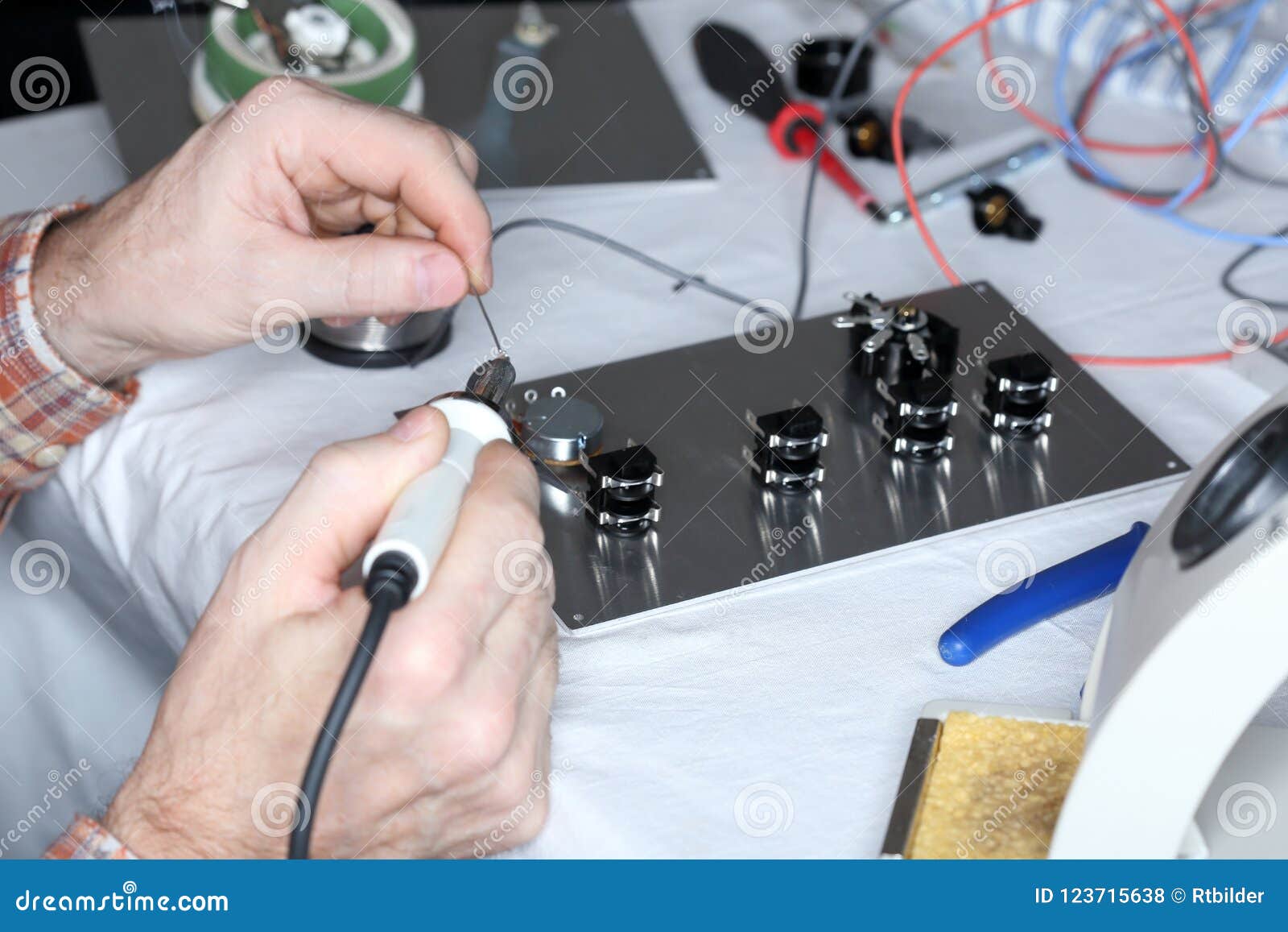 Electrical Worker is Soldering Stock Photo - Image of engineer ...