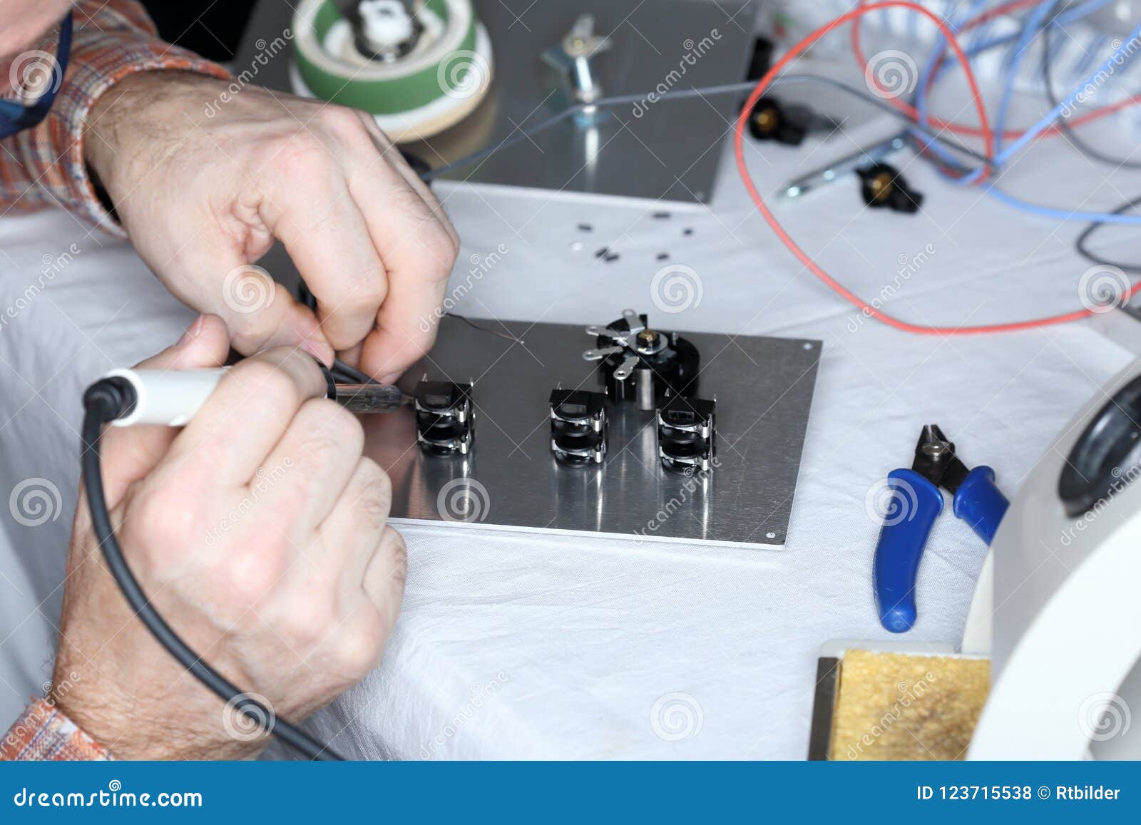 An Electrical Worker is Soldering Stock Photo - Image of hardware ...