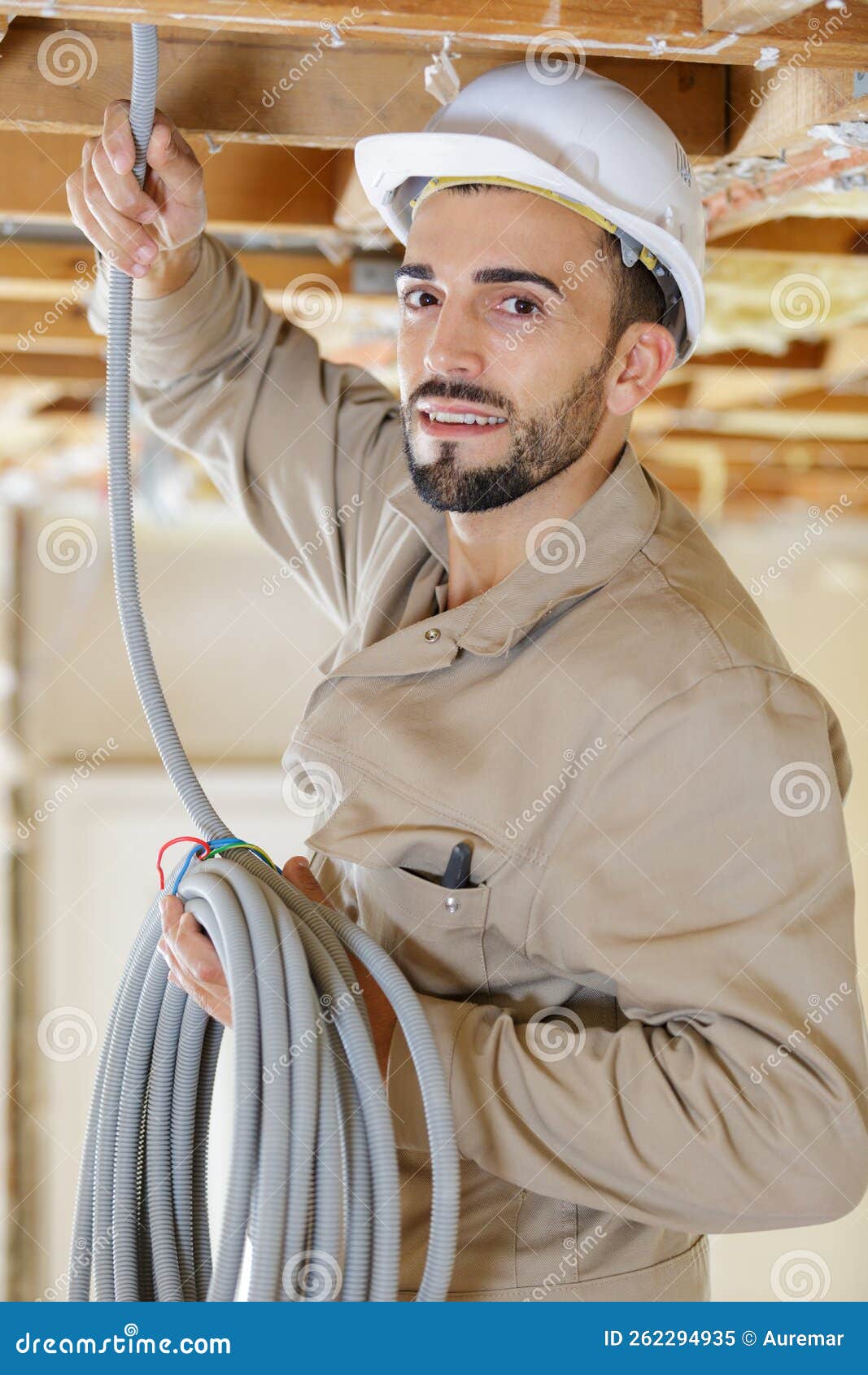 Electrical Worker Wiring in Ceiling Stock Image - Image of learning ...