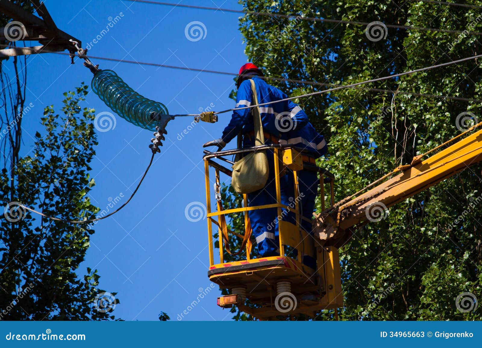 Electrical Workers. Repairing Lines Stock Image - Image of line ...