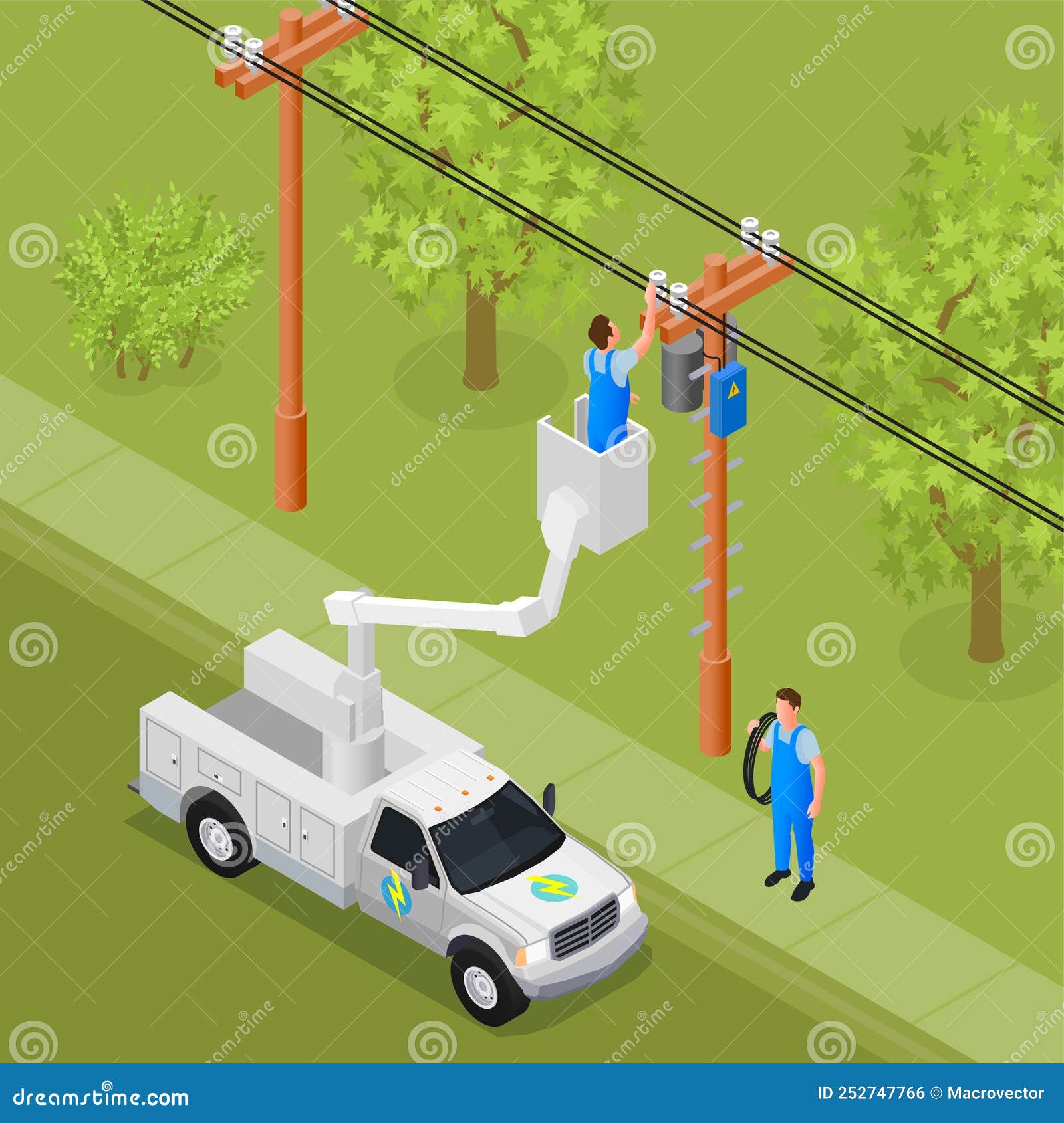 Electricians Working On A Large-scale Construction Project, Installing ...