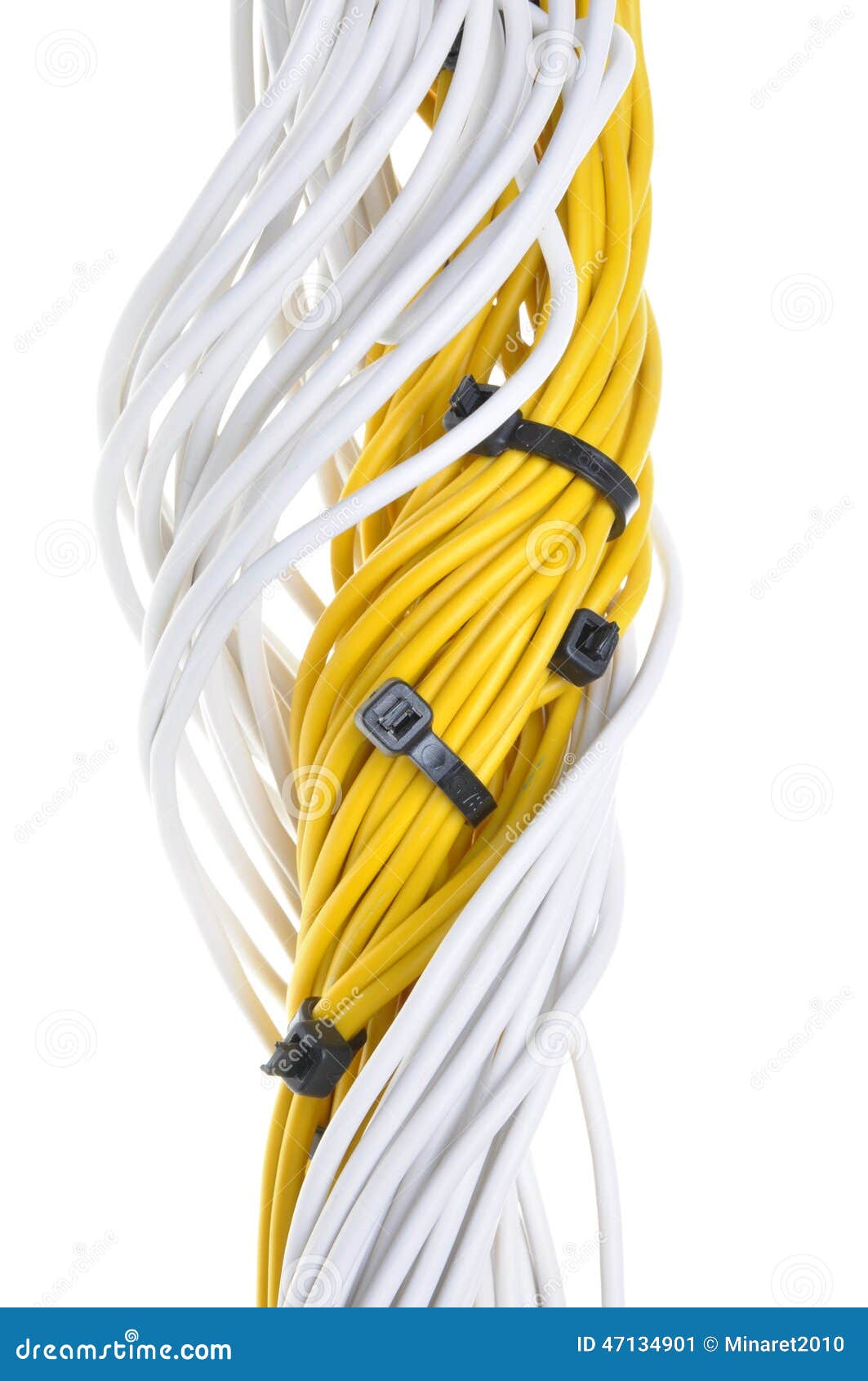 Electrical Yellow and White Cables Stock Image - Image of data, cabling ...
