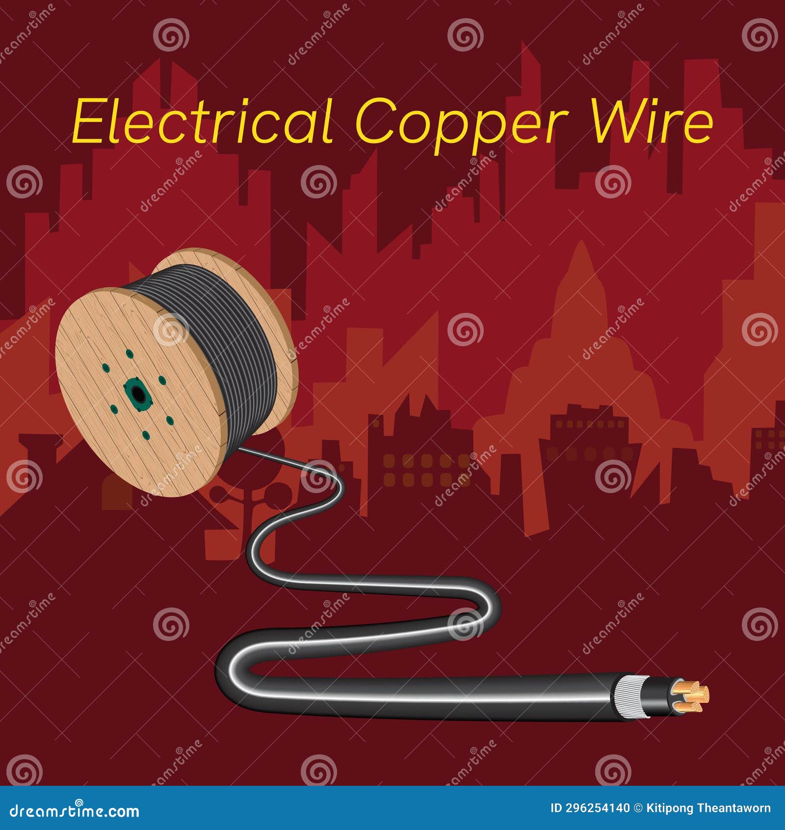 Electrical Copper Cable. Electric Wire. Connection Power Cable Power In ...