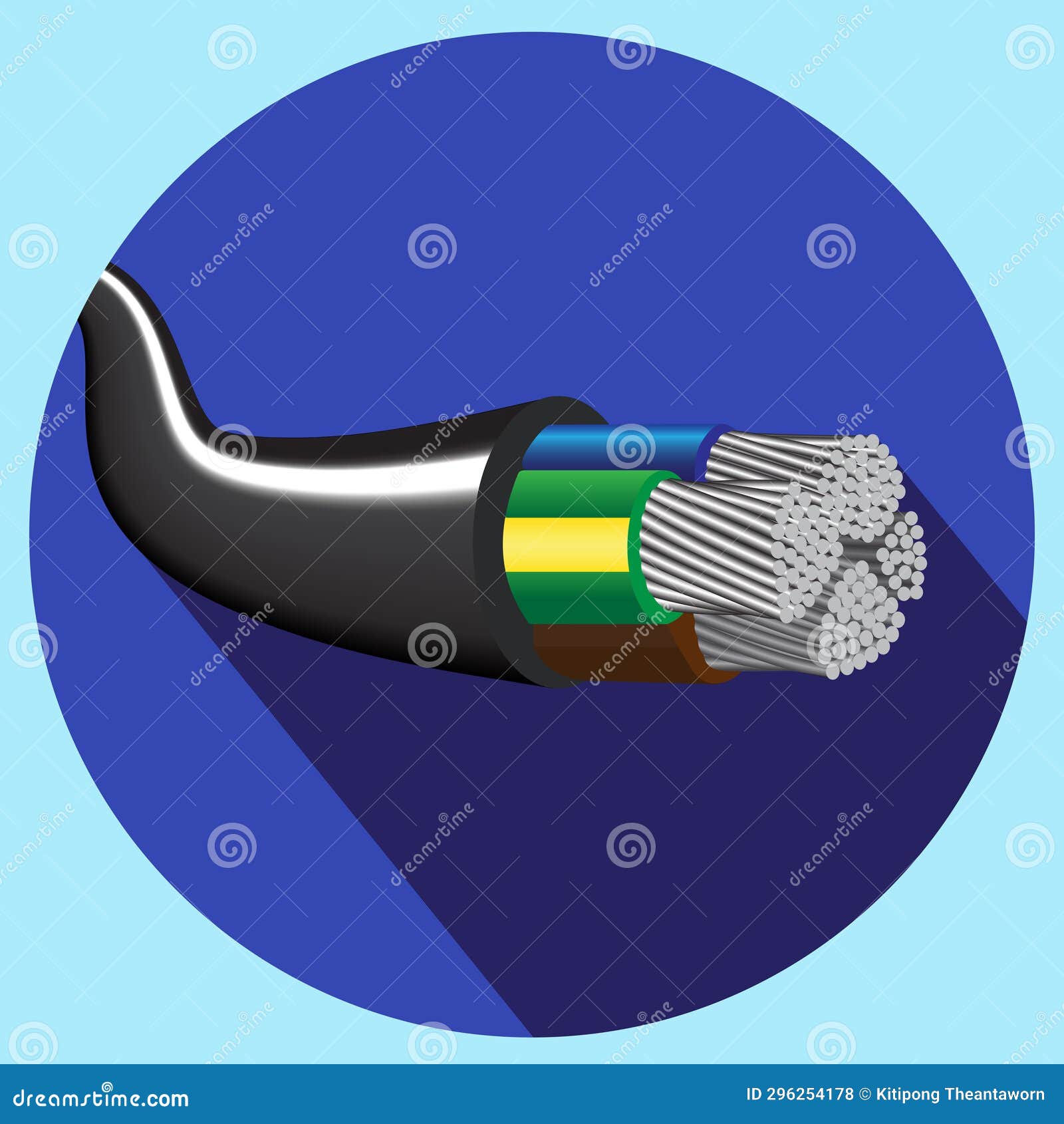 Electrical Wire Flat Illustration Conducts Electricity. Vector ...