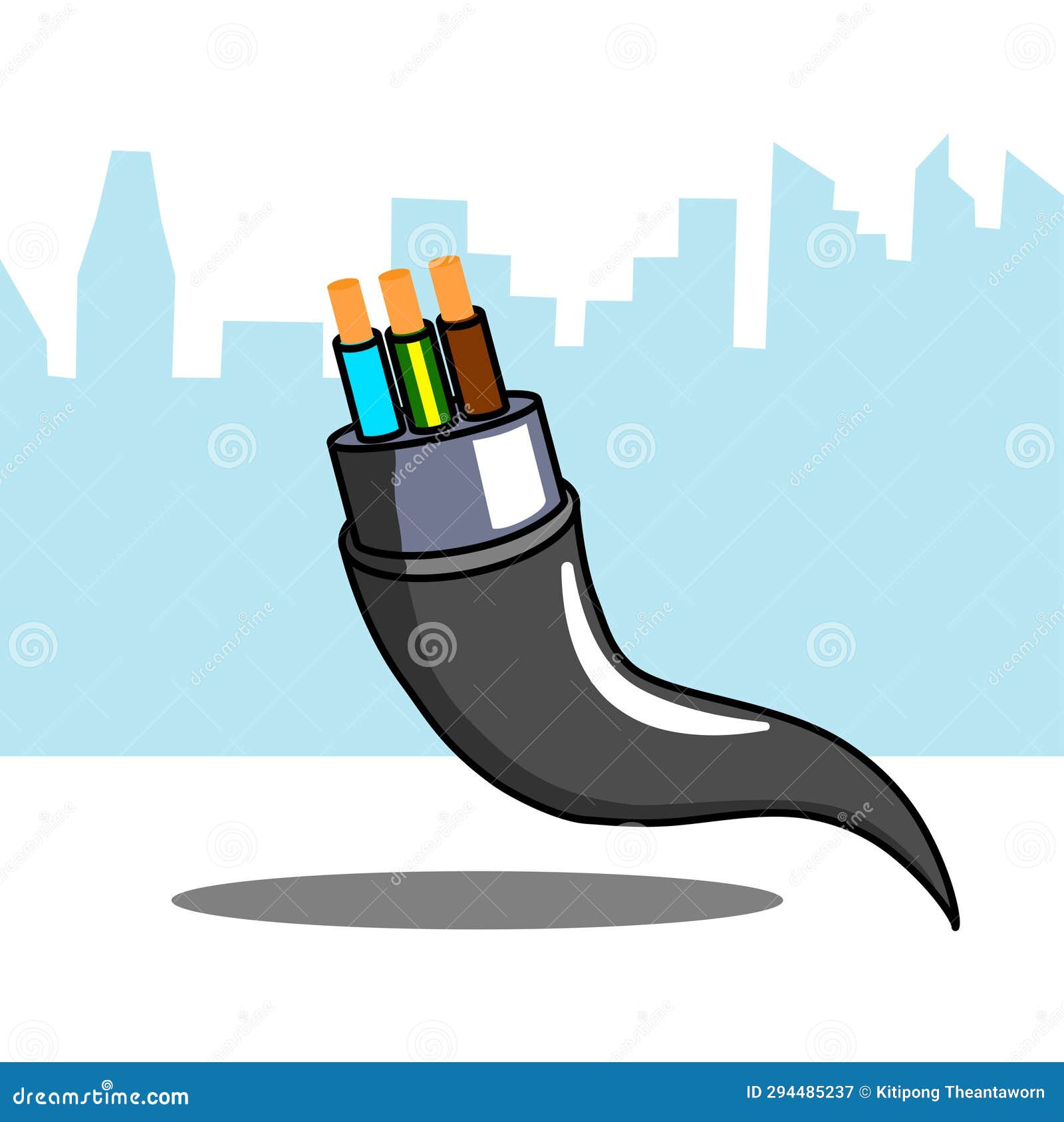 Electrical Wire Flat Illustration Conducts Electricity. Vector ...