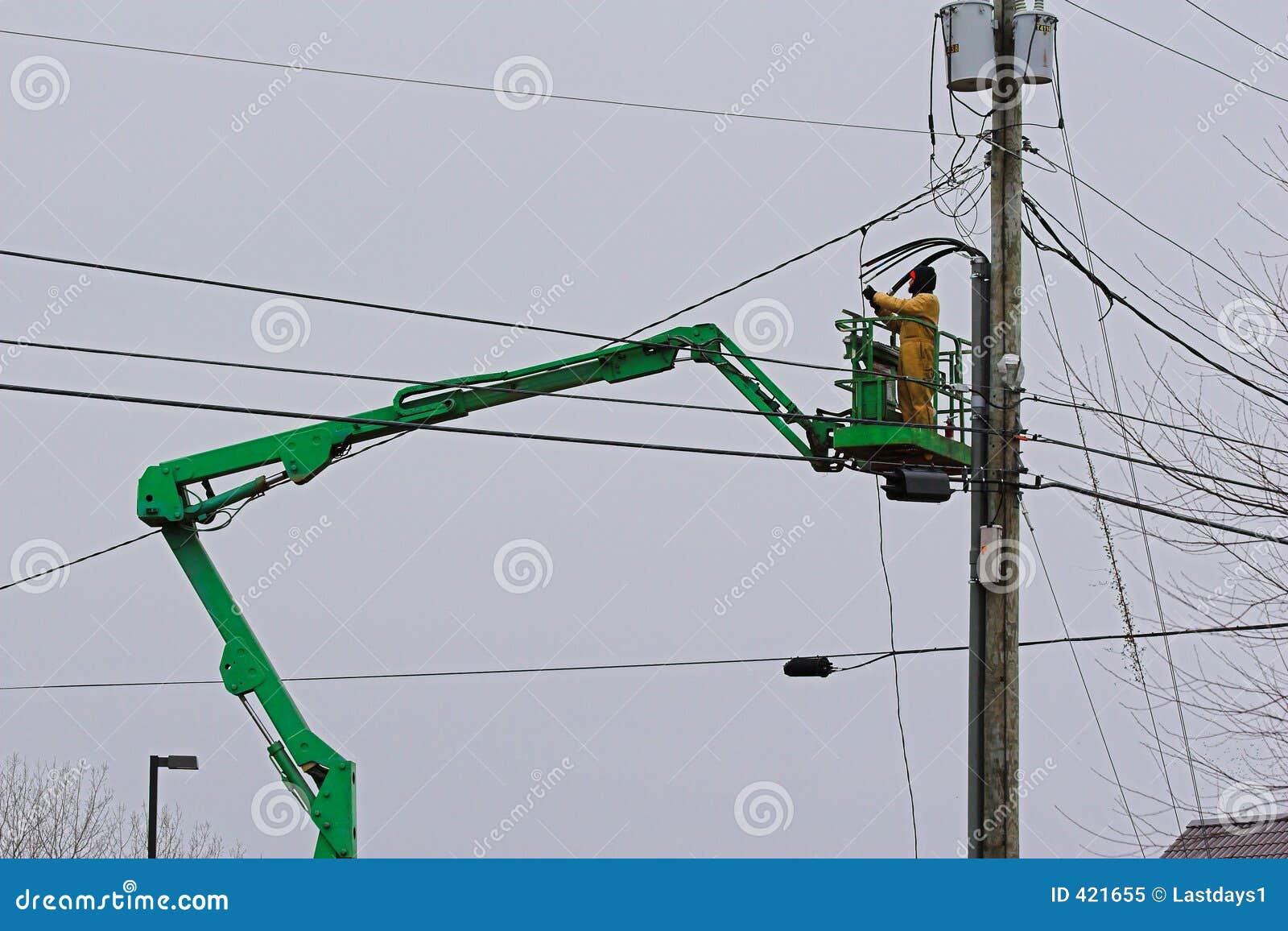 Electrician on Boom stock image. Image of continuity, drive - 421655