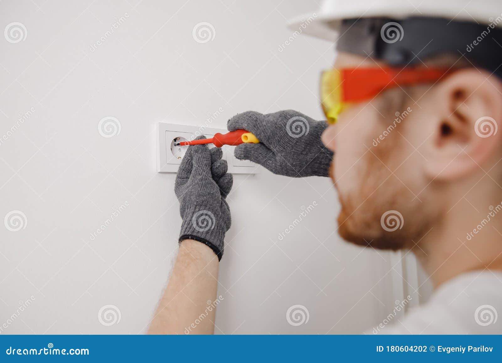 Electrician Builder Install Screwdriver Tool Working Switches and ...