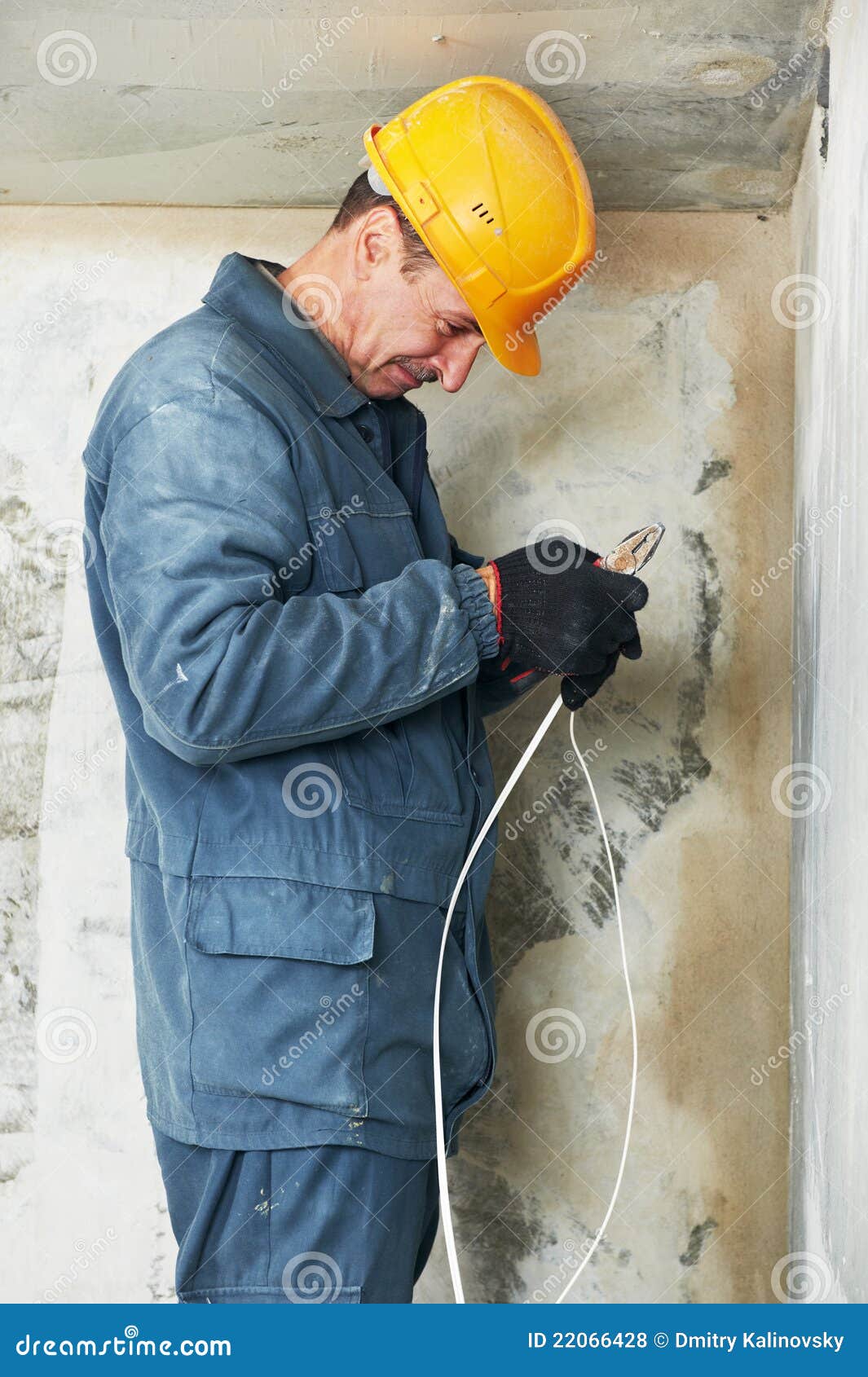 Electrician at Cable Wiring Work Stock Photo - Image of craftsman ...