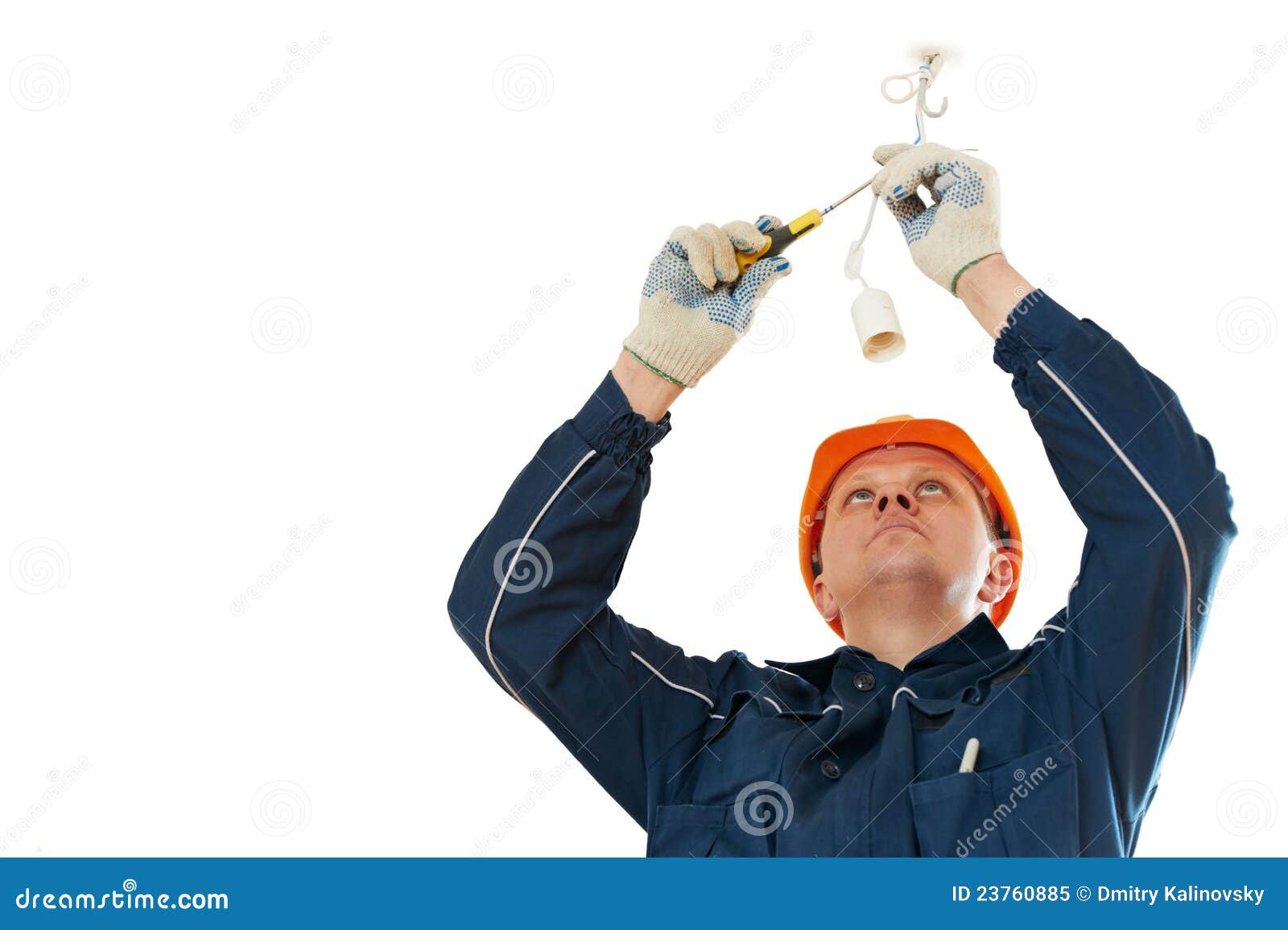 Electrician at Cable Wiring Work Stock Image - Image of engineer, line ...