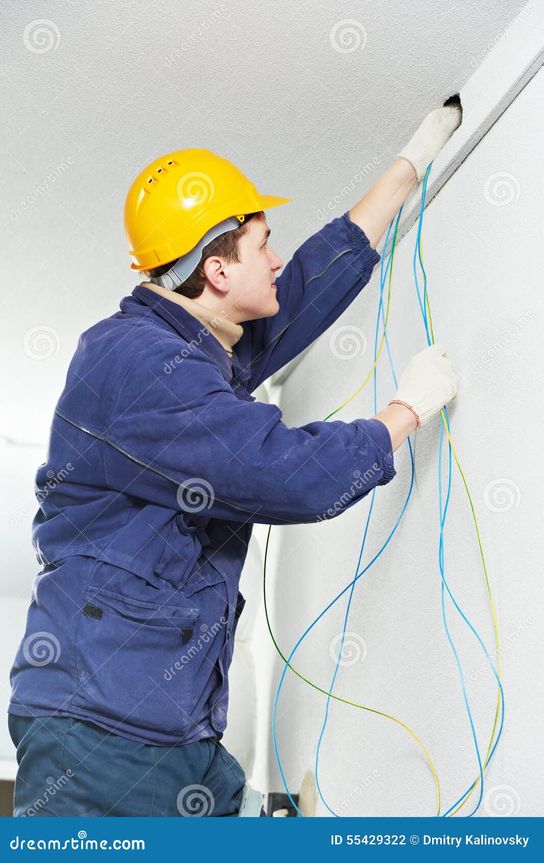 Electrician at Cable Wiring Work Stock Photo - Image of industry ...