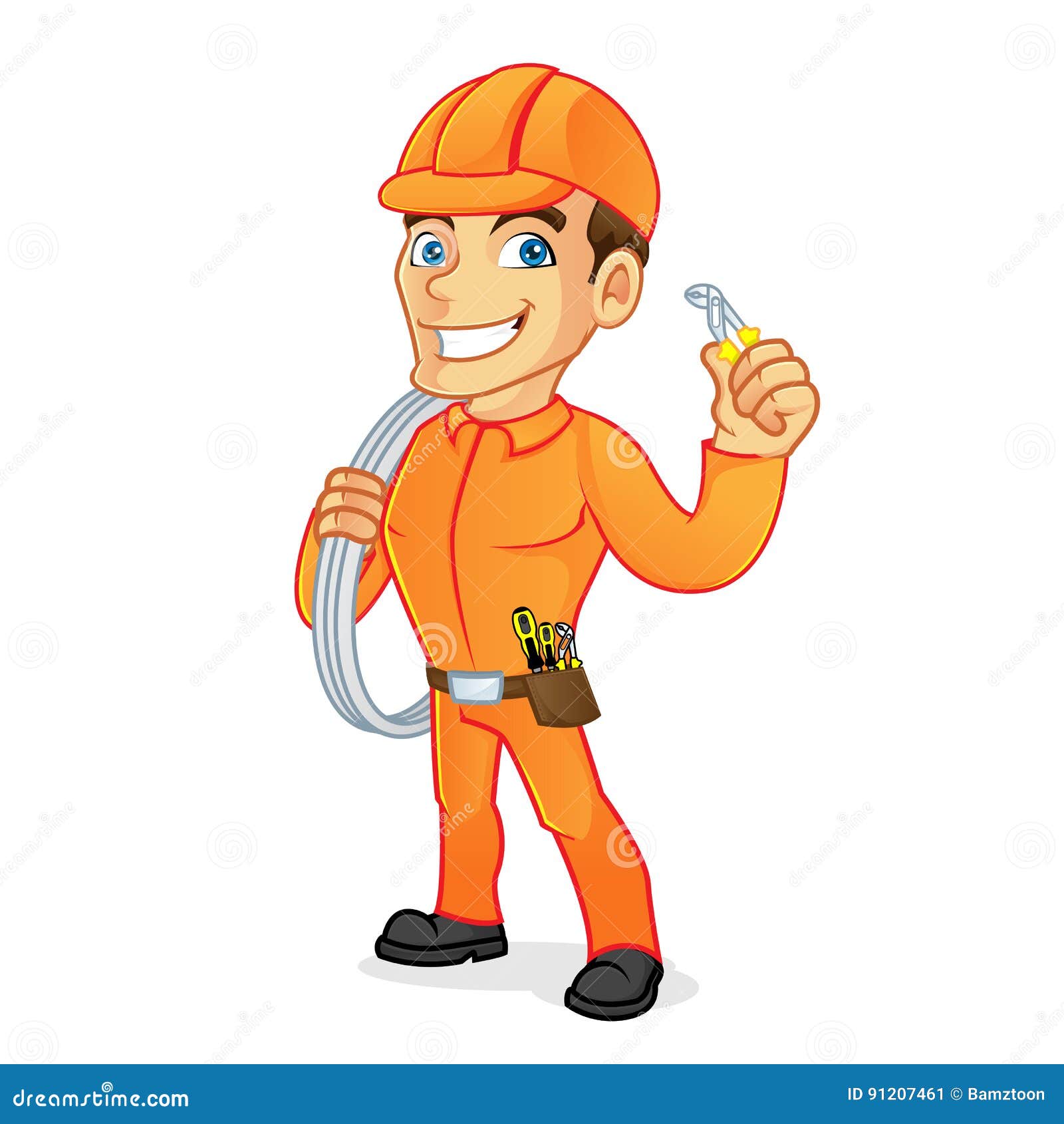Electrician Carrying Screwdriver Cartoon Vector | CartoonDealer.com ...