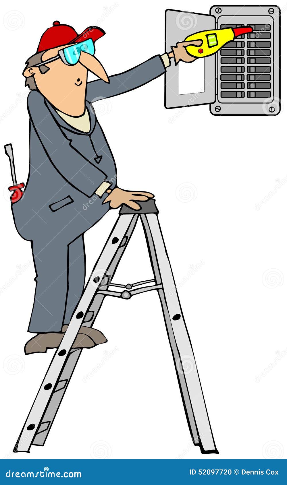 Electrician Checking Breakers Stock Illustration - Illustration of ...