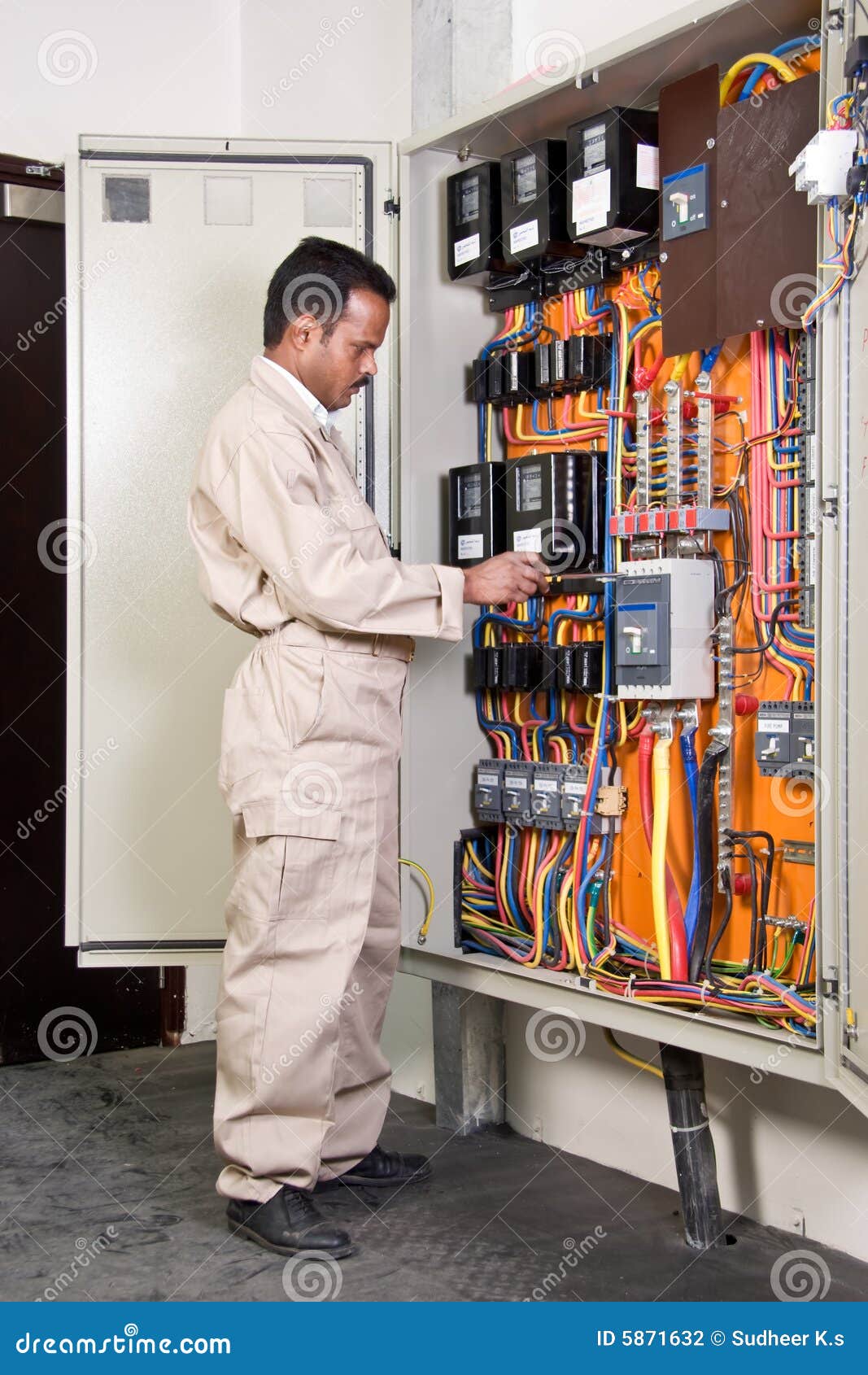 Electrician Checking Circuit Stock Photo - Image of circuit, energy ...