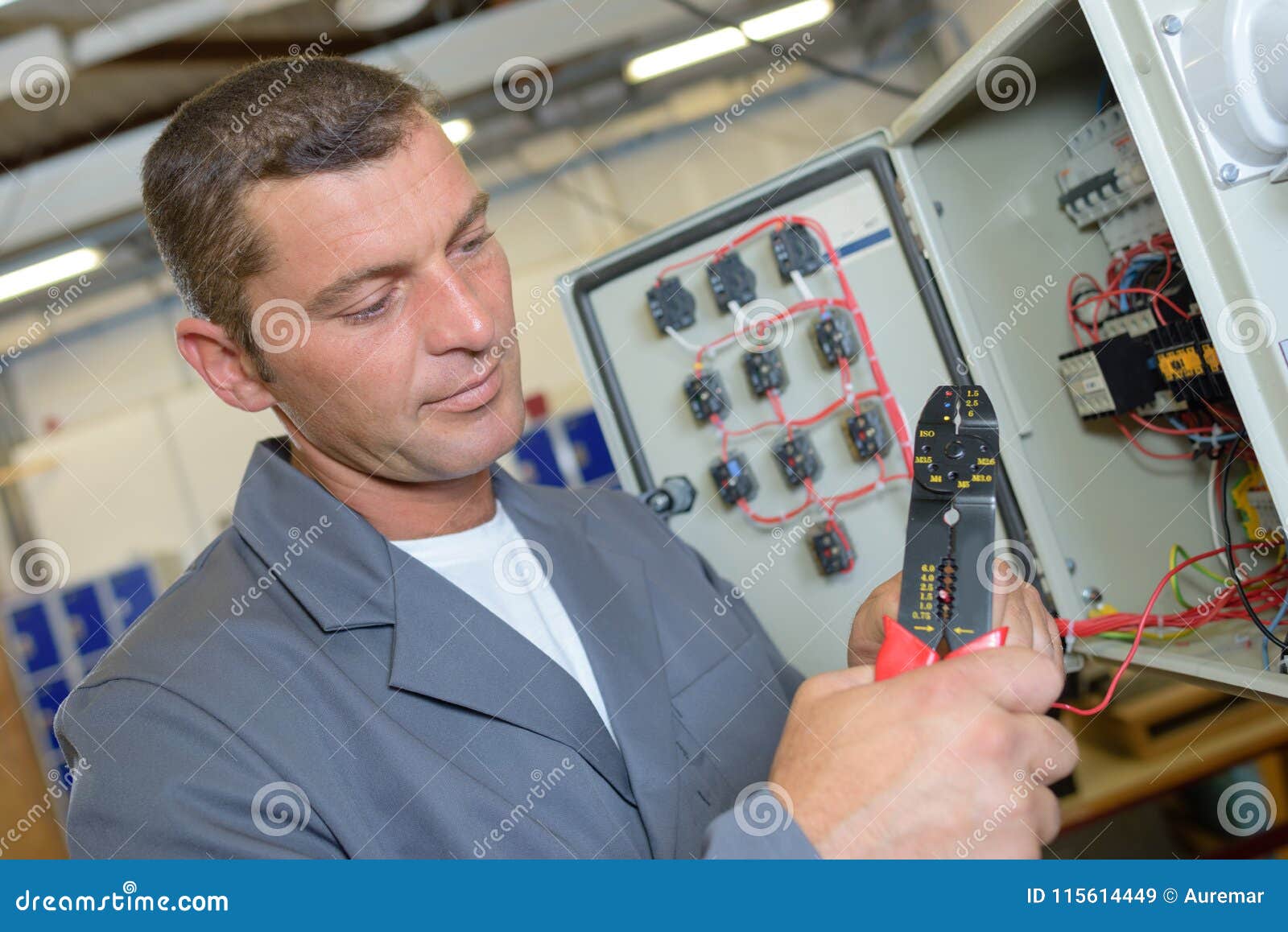 Electrician Checking a Defect Stock Image - Image of cables, fixing ...
