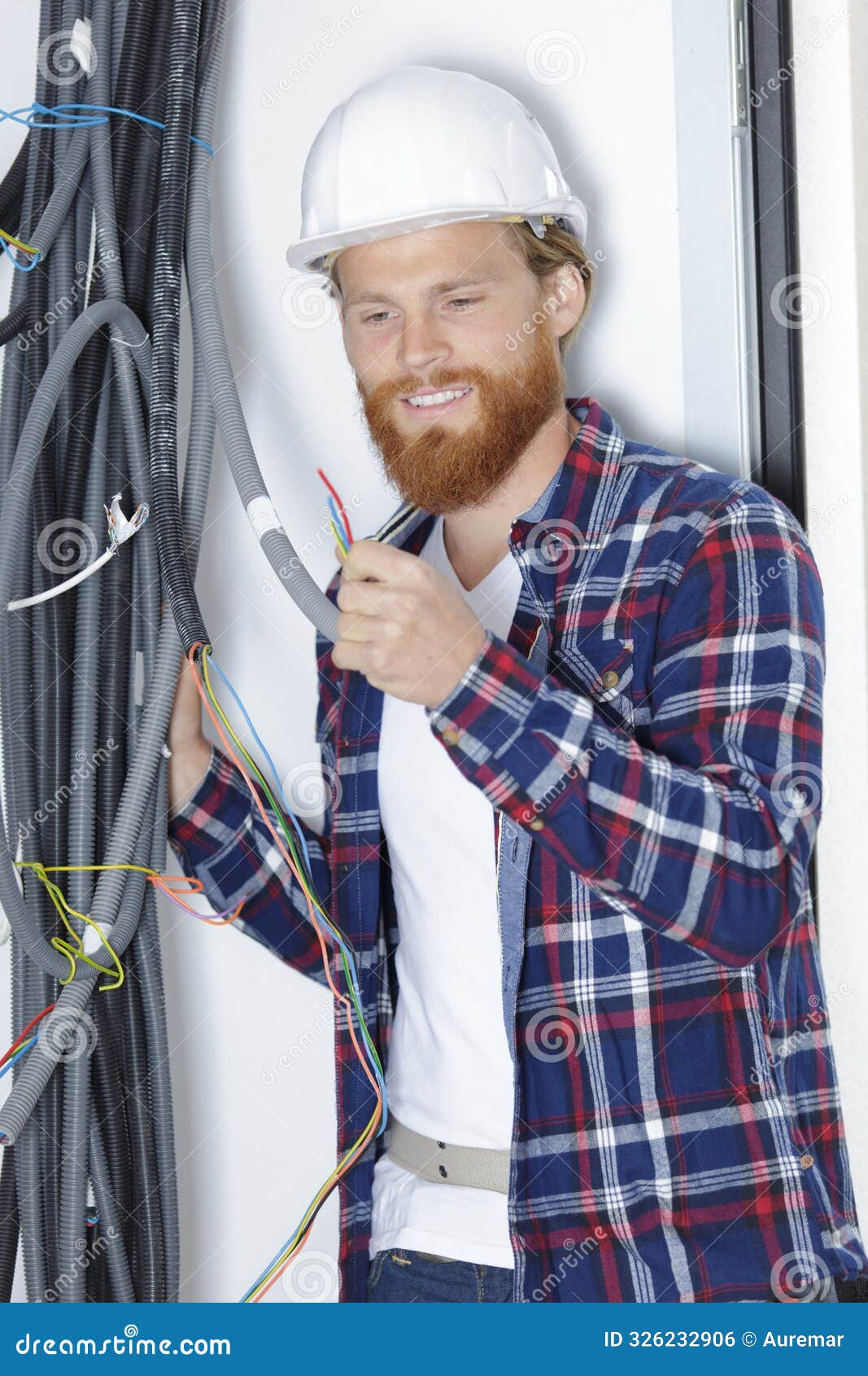 Electrician Checking Electric Cables Stock Photo - Image of safety ...