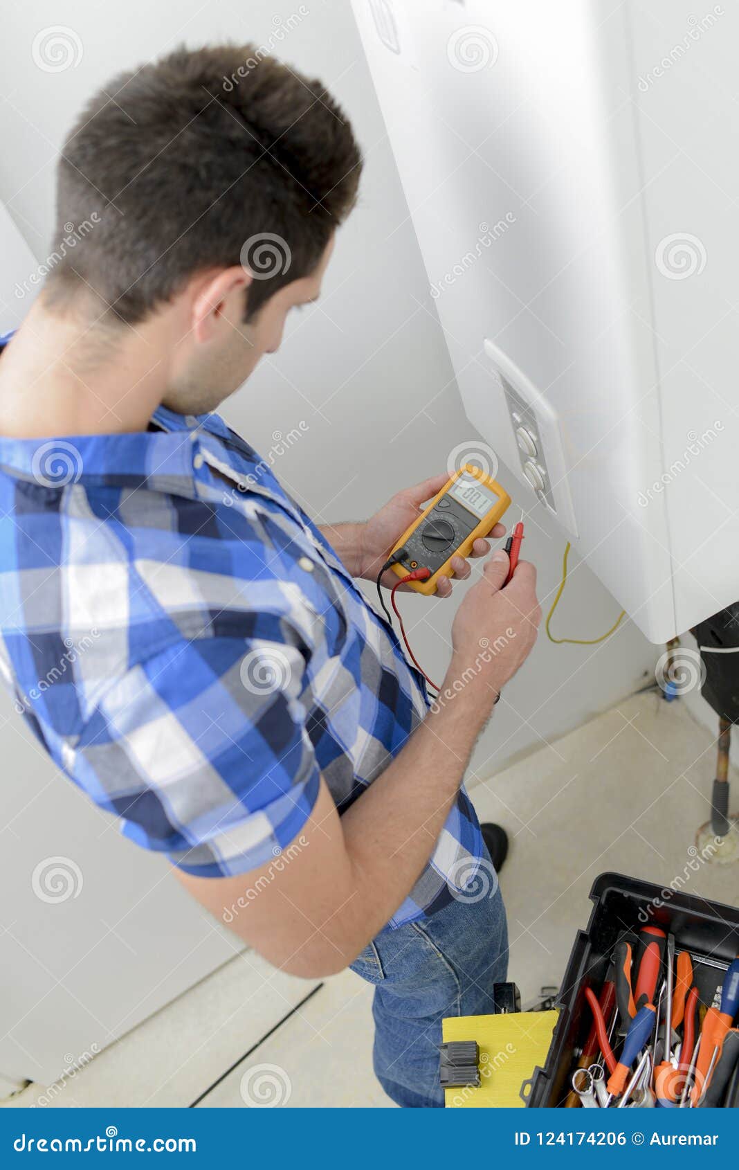 Electrician Checking Electrical Outlet Stock Photo - Image of amperage ...