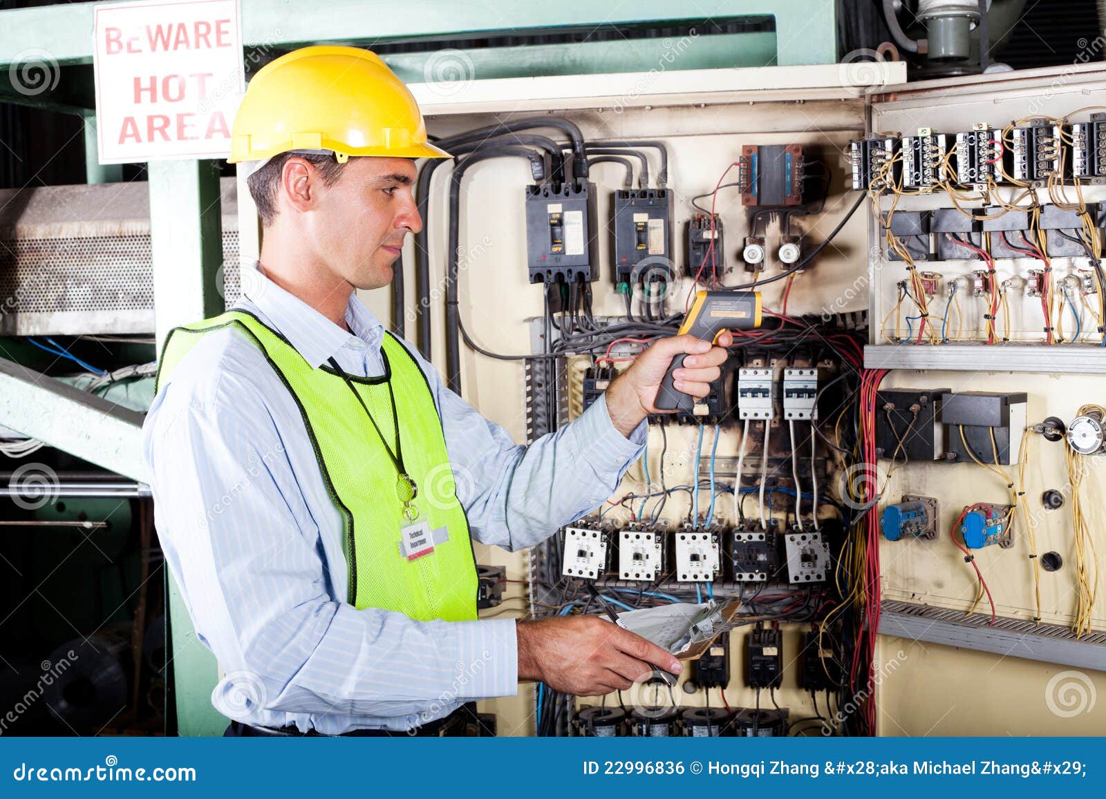 Electrician Checking Machine Temperature Stock Photo - Image of examine ...