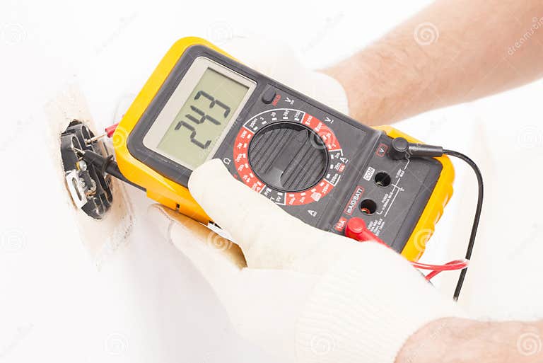 Electrician Checking Socket Stock Photo - Image of install, electric ...