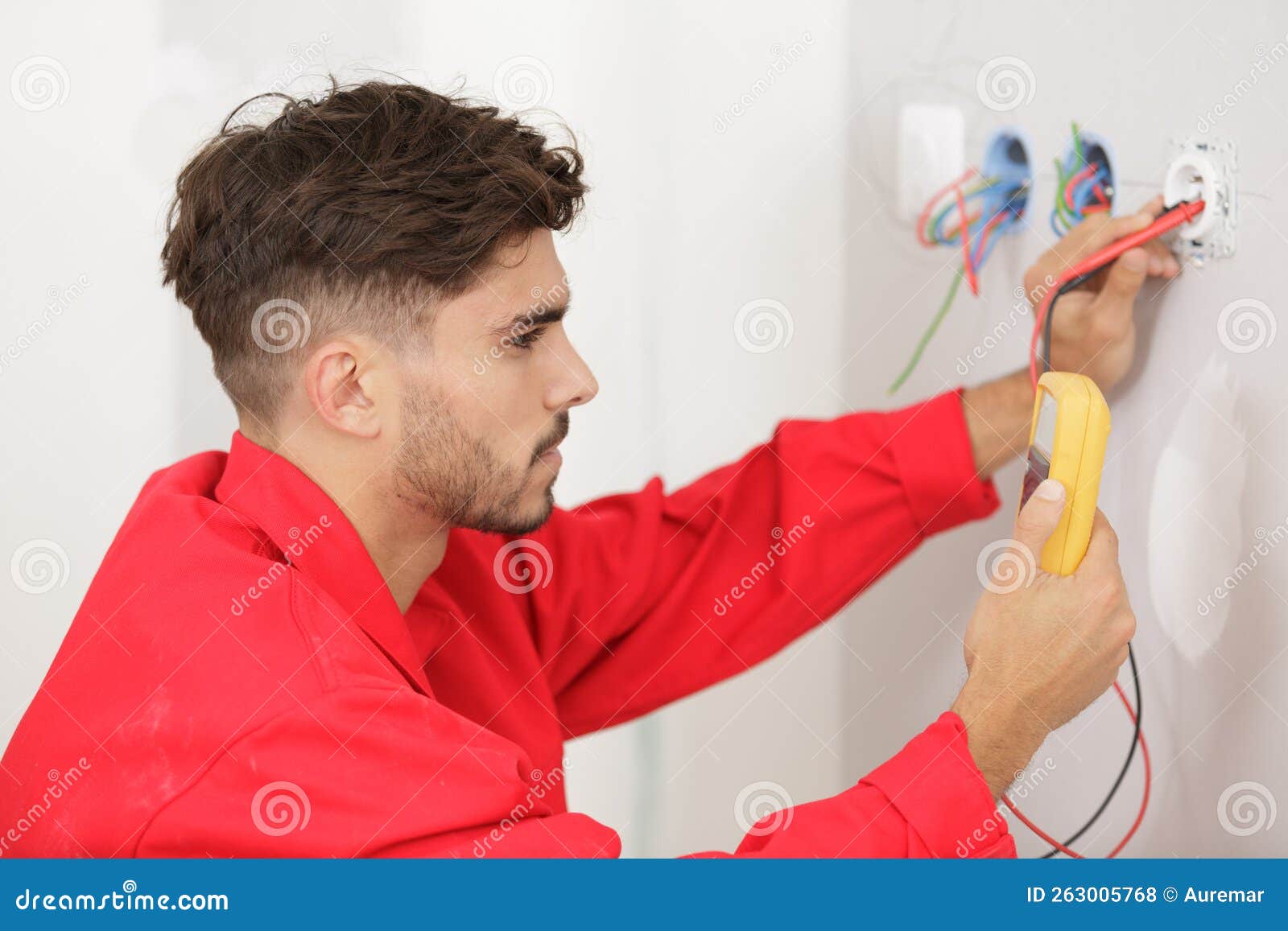 Electrician Checking Socket Voltage Using Multimeter Stock Photo ...