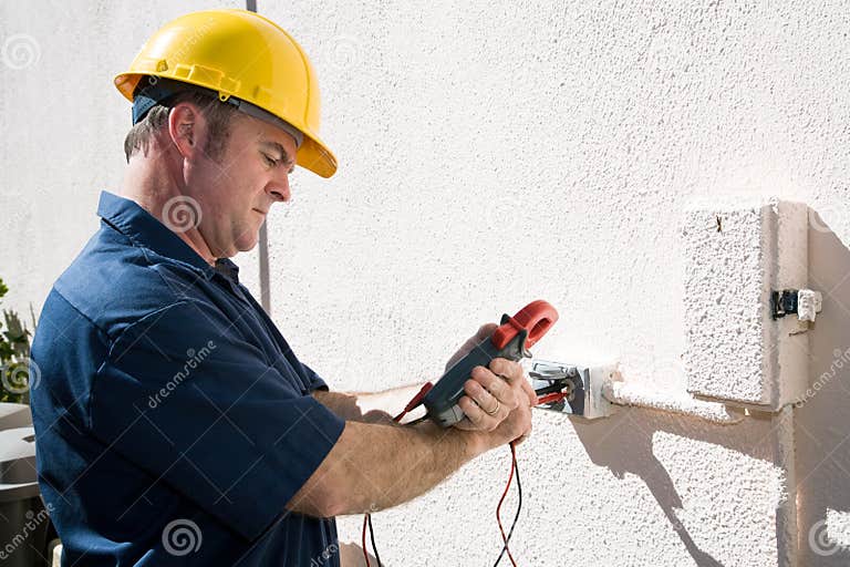 Electrician Checking Voltage Stock Image - Image of helmet ...