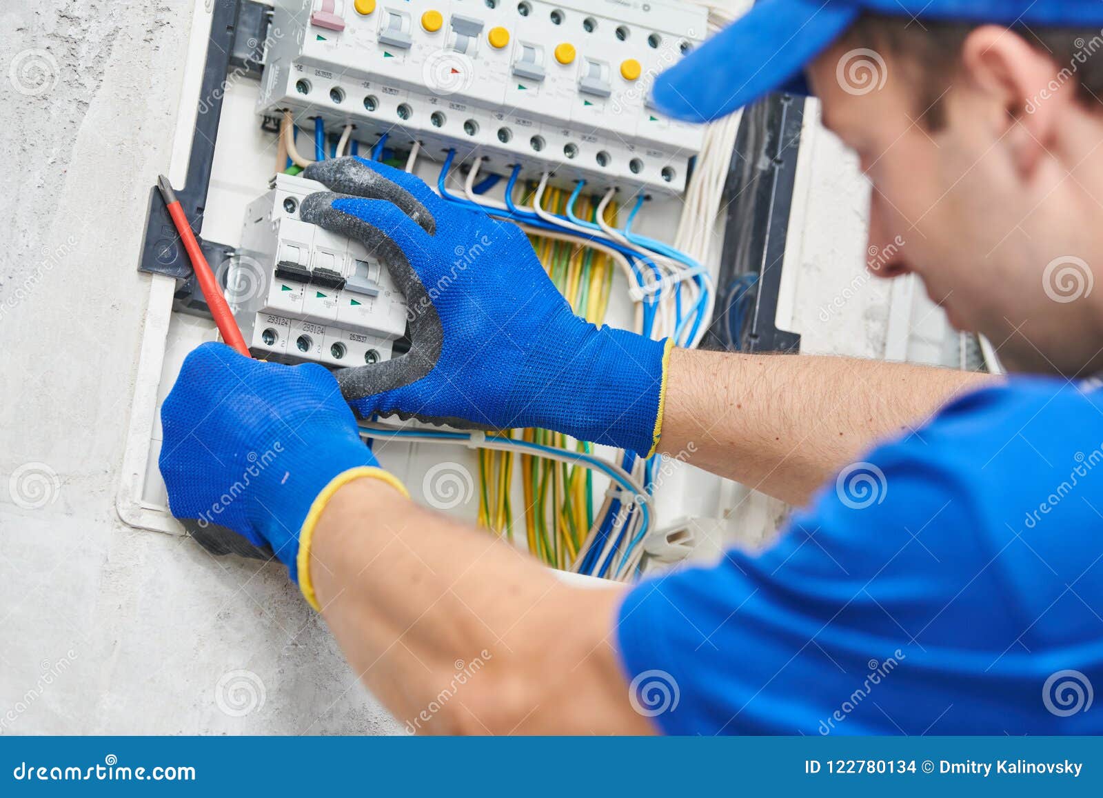 Electrician Assembling Power Switchboard Stock Photo - Image of ...