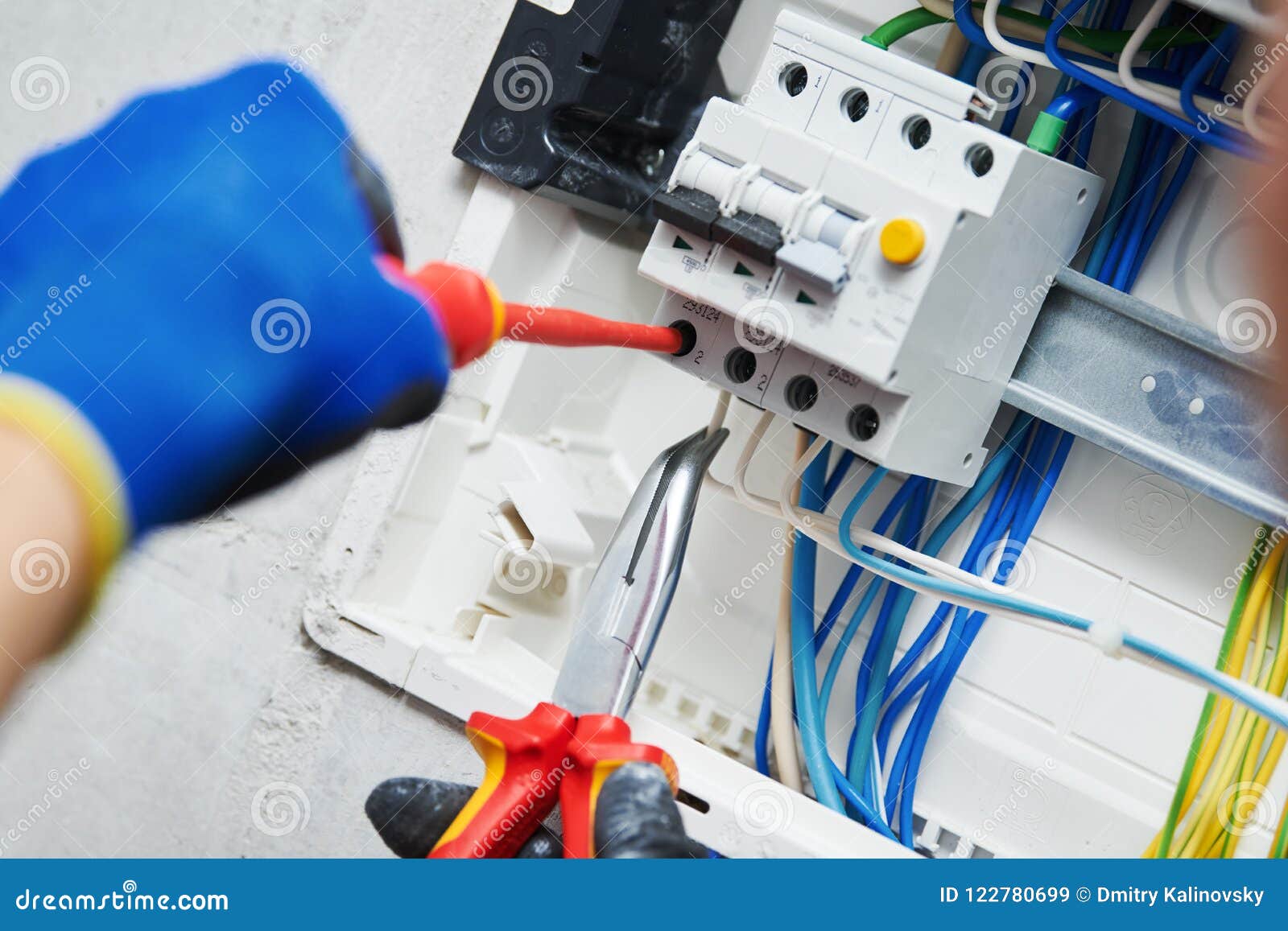 Electrician Assembling Power Switchboard Stock Image - Image of ...