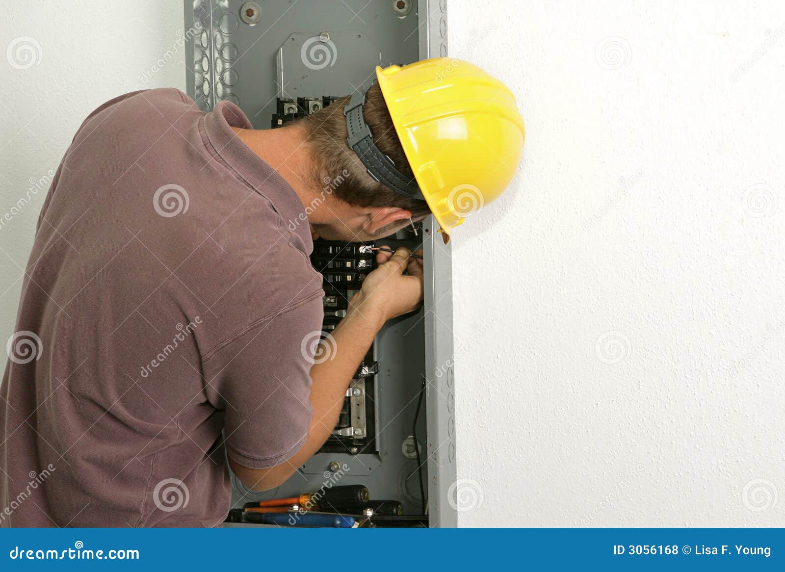 Electrician Connecting Wire Stock Photo - Image of energy, industrial ...
