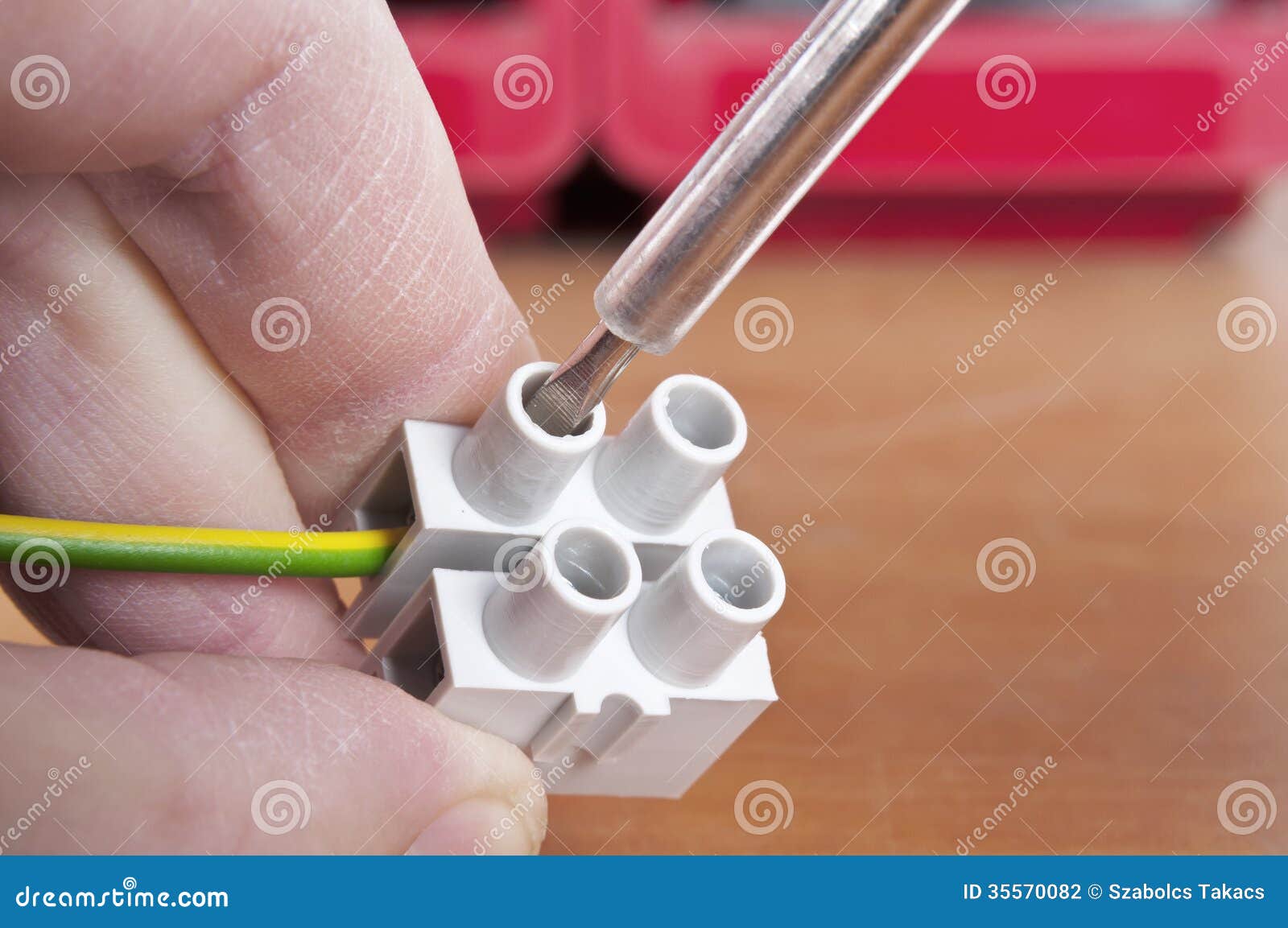 Electrician with Connector Box Stock Photo - Image of activity, adjust ...