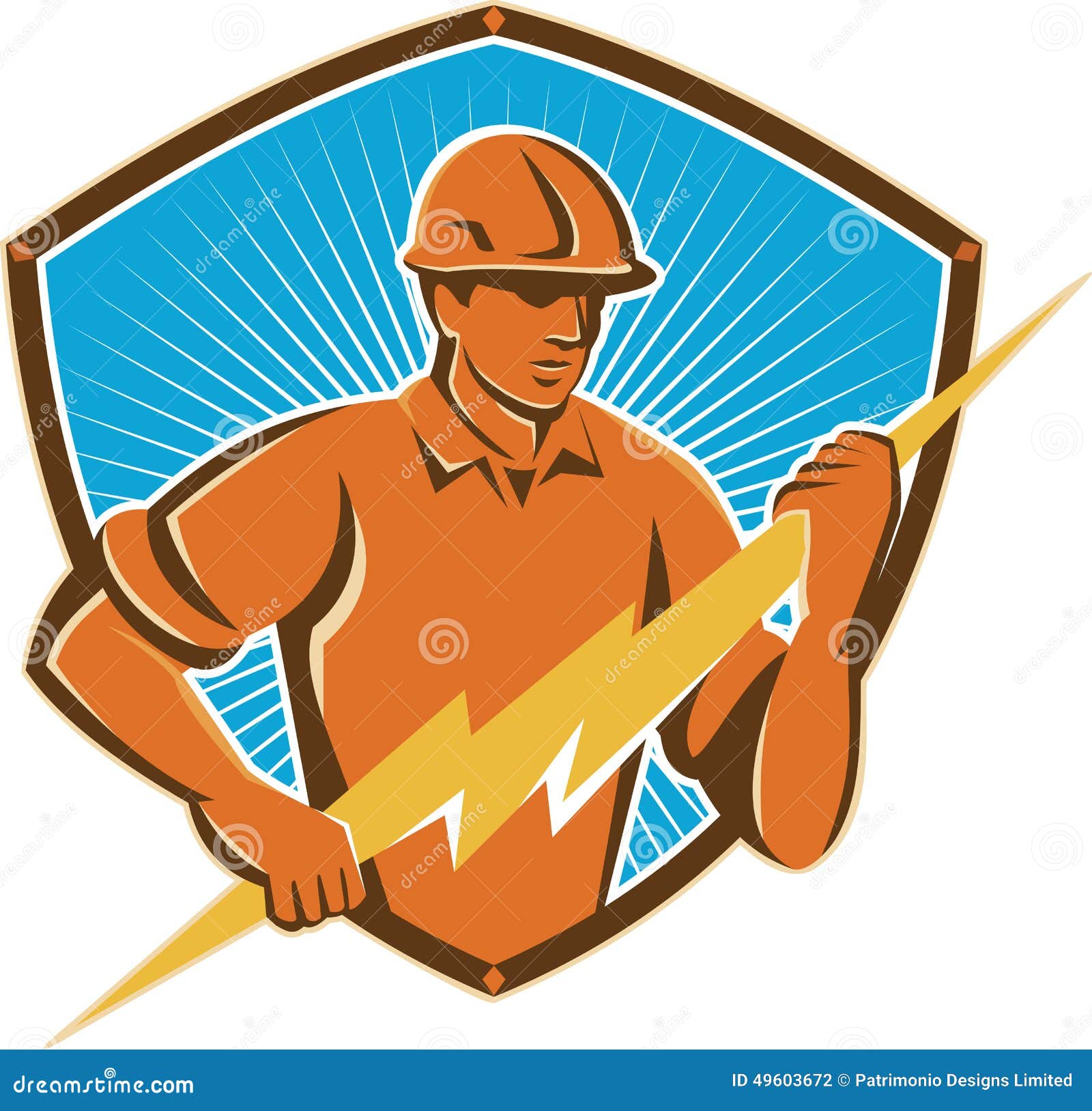 Electrician Construction Worker Retro Stock Vector - Illustration of ...