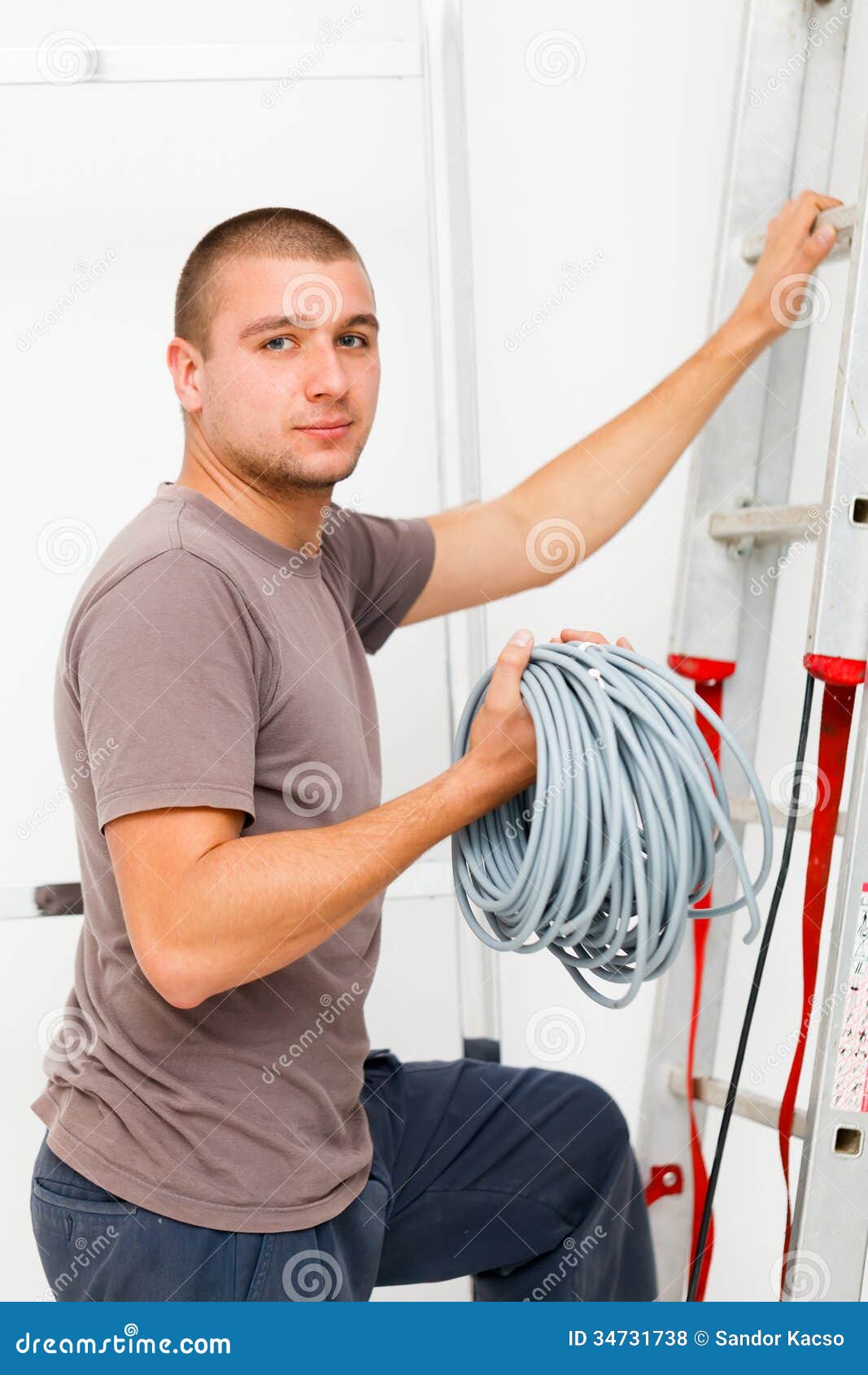 Electrician with Cords stock photo. Image of handy, maintenance - 34731738