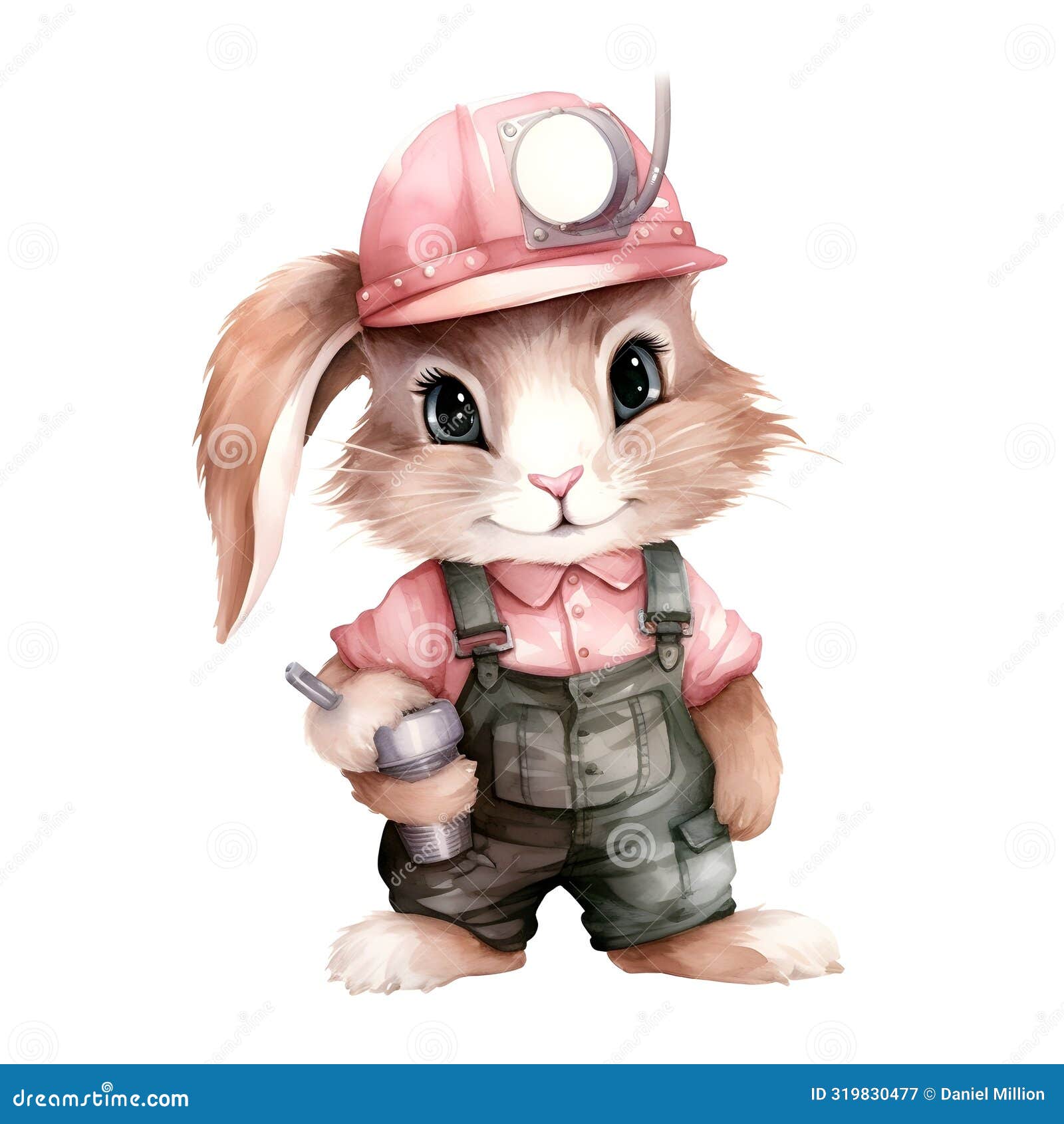 Electrician Cute Bunny Blue Cute Bunny Watercolor Stock Illustration ...