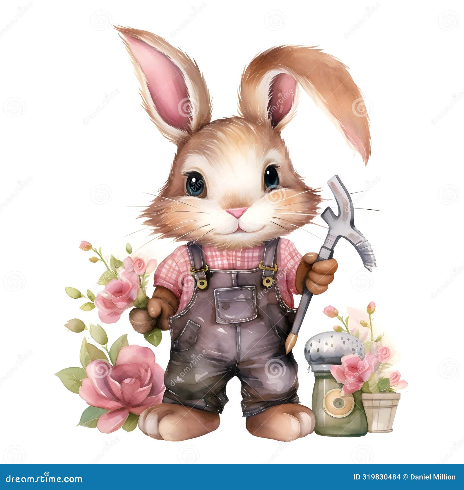 Electrician Cute Bunny Blue Cute Bunny Watercolor Stock Illustration ...