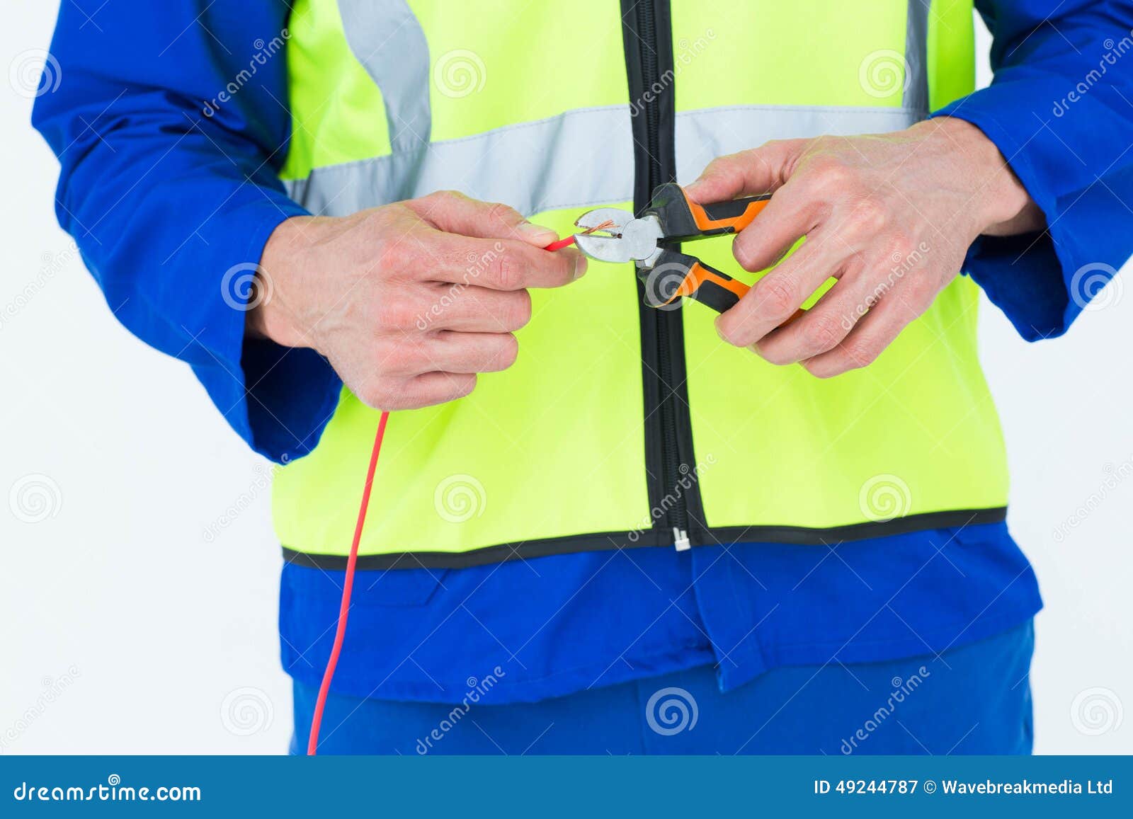 Electrician Cutting Wire with Pliers Stock Image - Image of ...