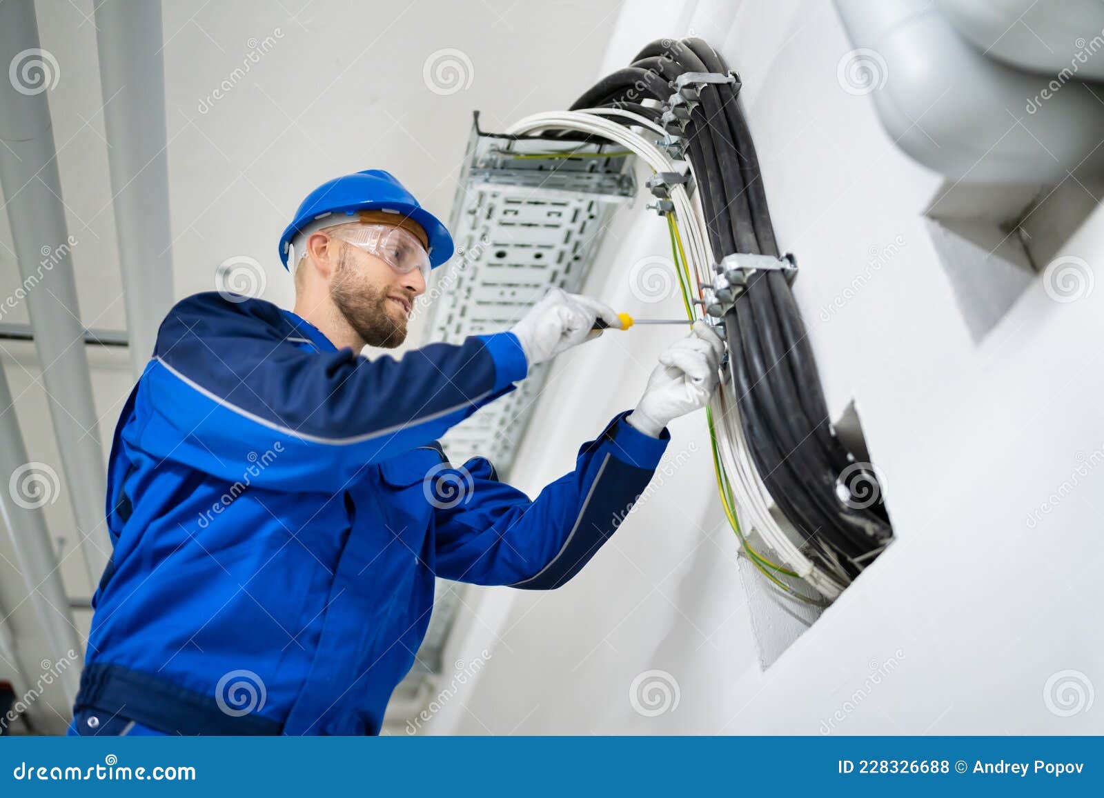 Cable Installation In The Server Room. Installation Of Equipment In A ...