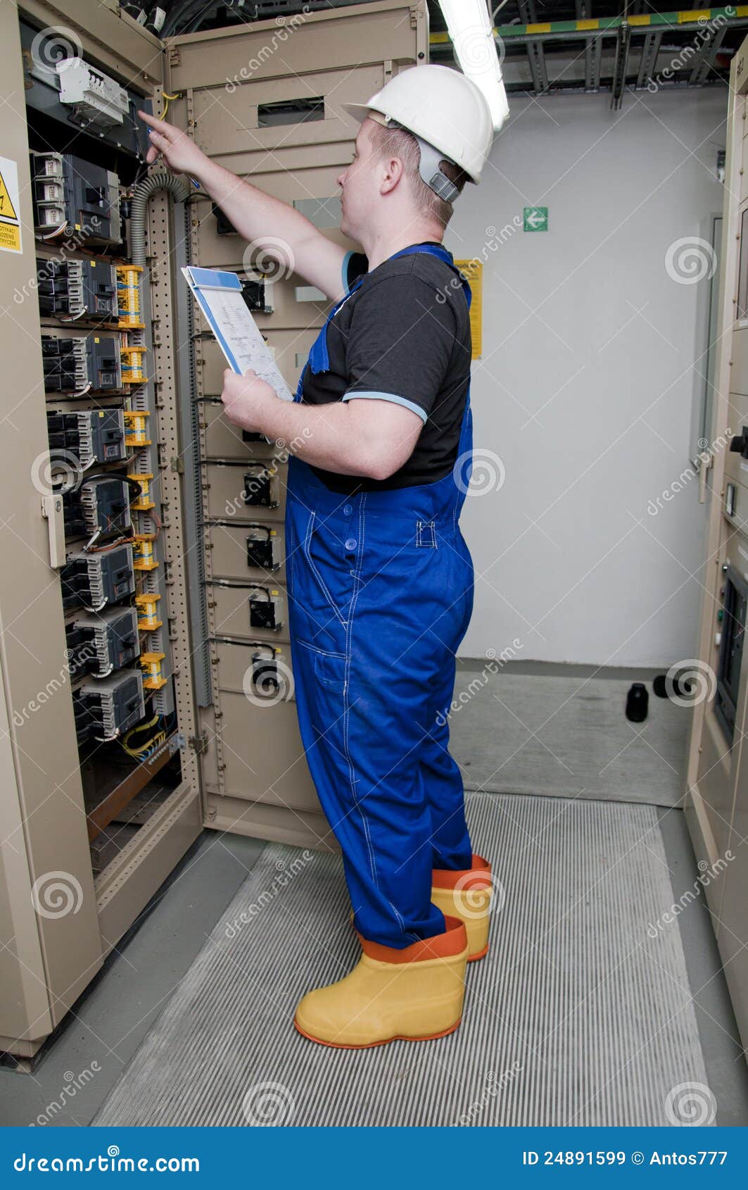 Electrician in the Electrical Distribution Stock Image - Image of ...