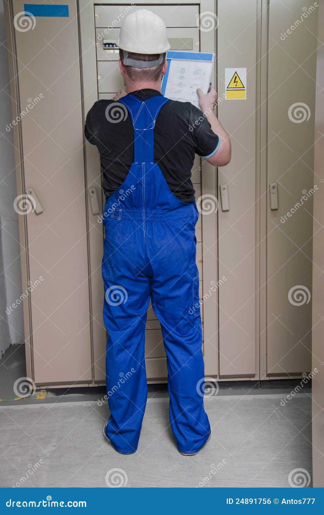 Electrician in the Electrical Distribution Stock Photo - Image of ...