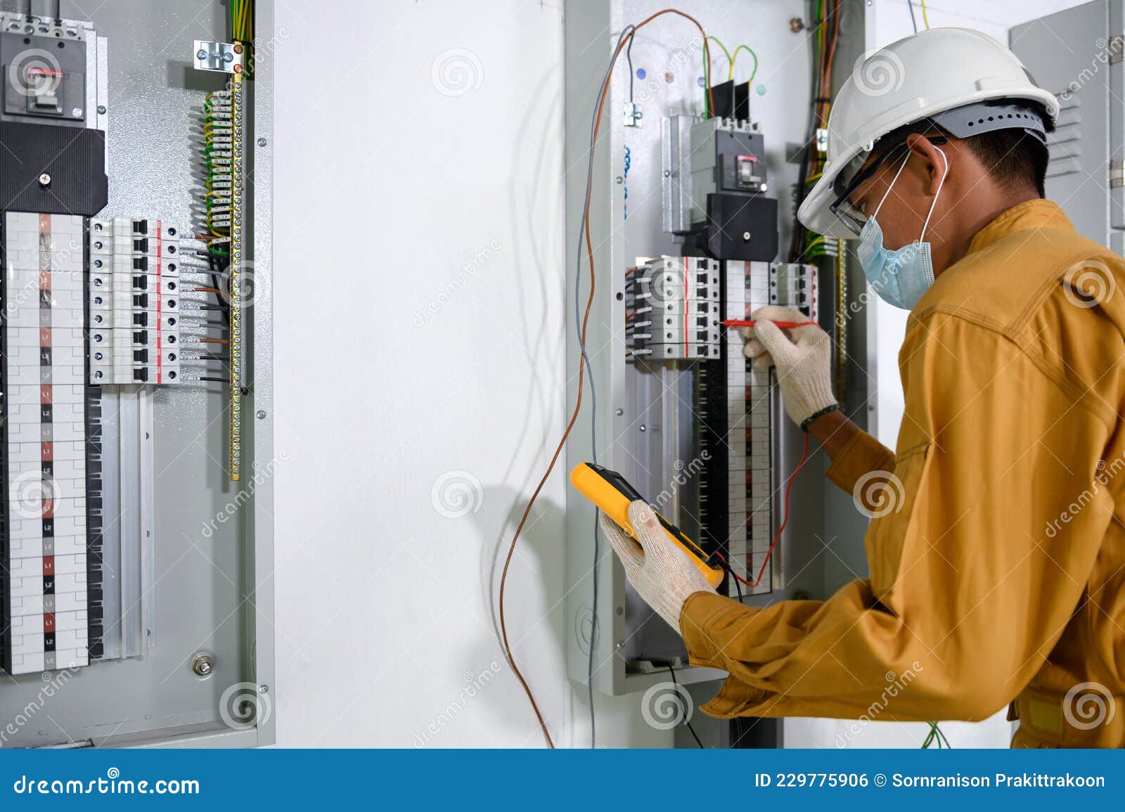 Electrician Engineer Checking Electrical Installations Stock Photo ...