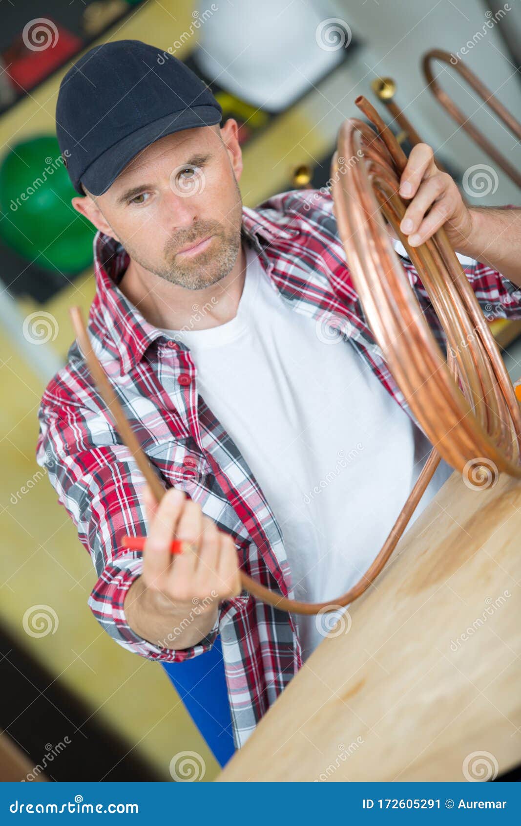 Electrician Engineer Measuring Cooper Cable Stock Image - Image of ...