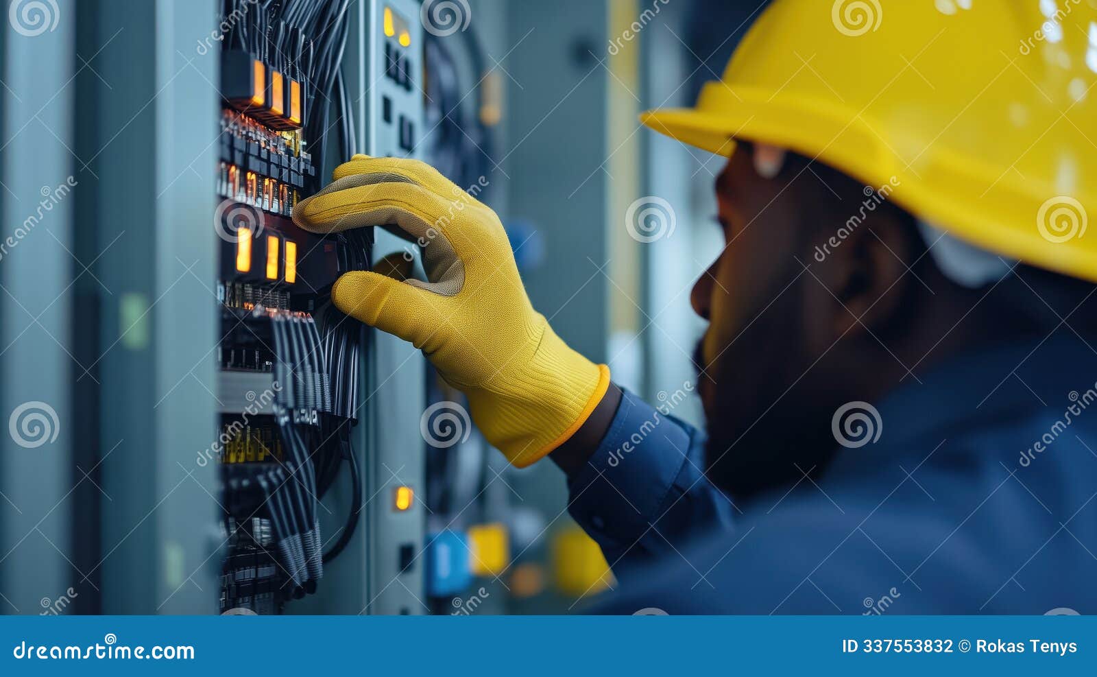 Electrician Engineer Tests Electrical Installations and Wires on Relay ...