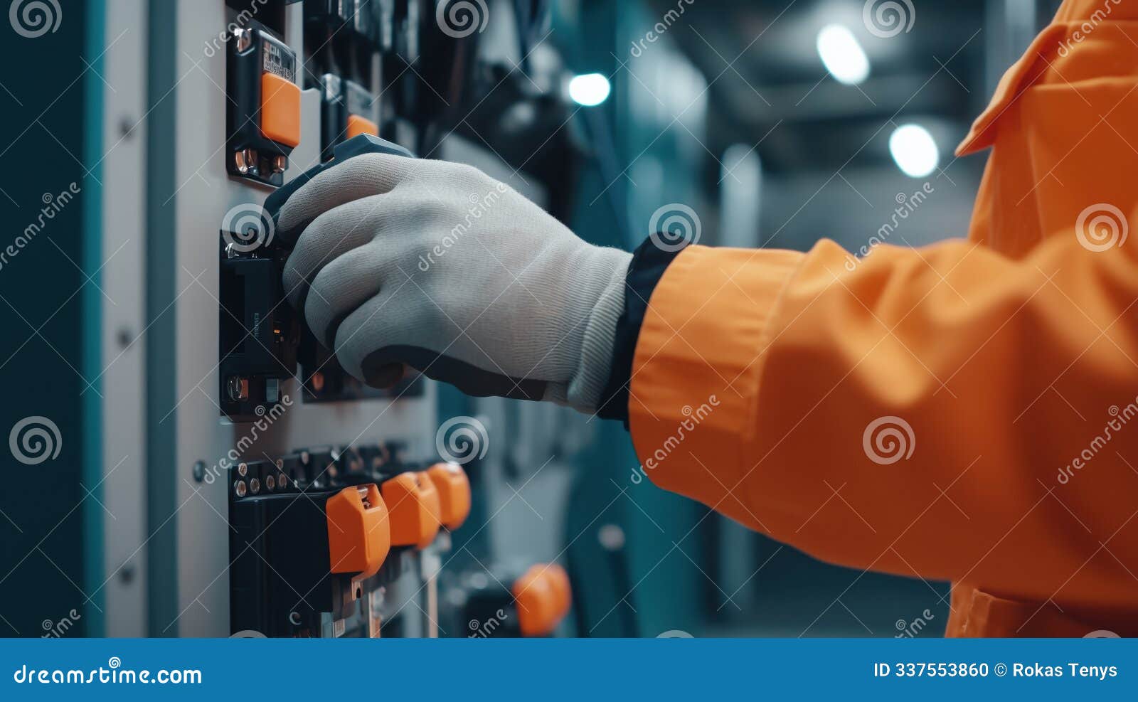 Electrician Engineer Tests Electrical Installations and Wires on Relay ...