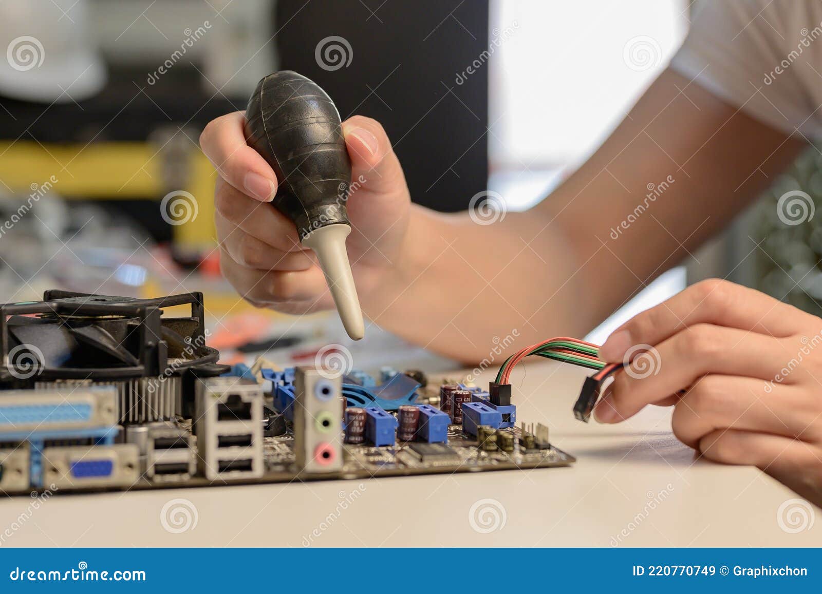 The Electrician or Engineering Maintenance and Fix Computer Stock Image ...