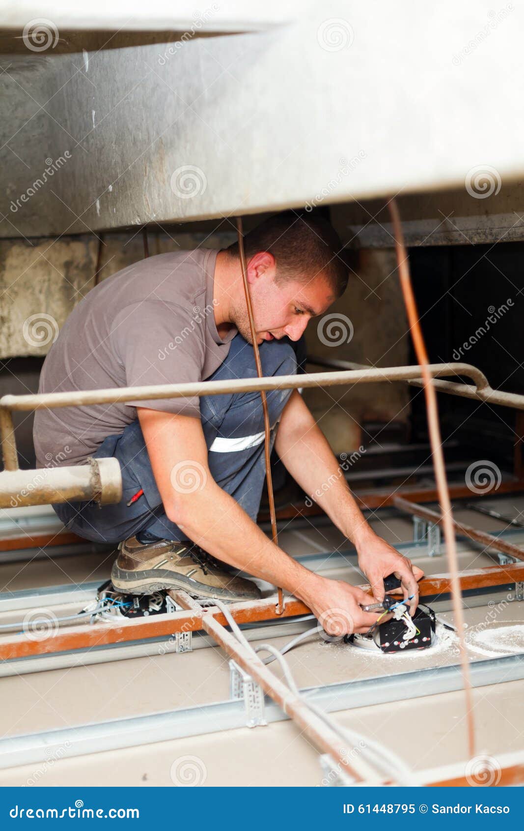 Electrician Fixing Devices stock image. Image of electrician - 61448795