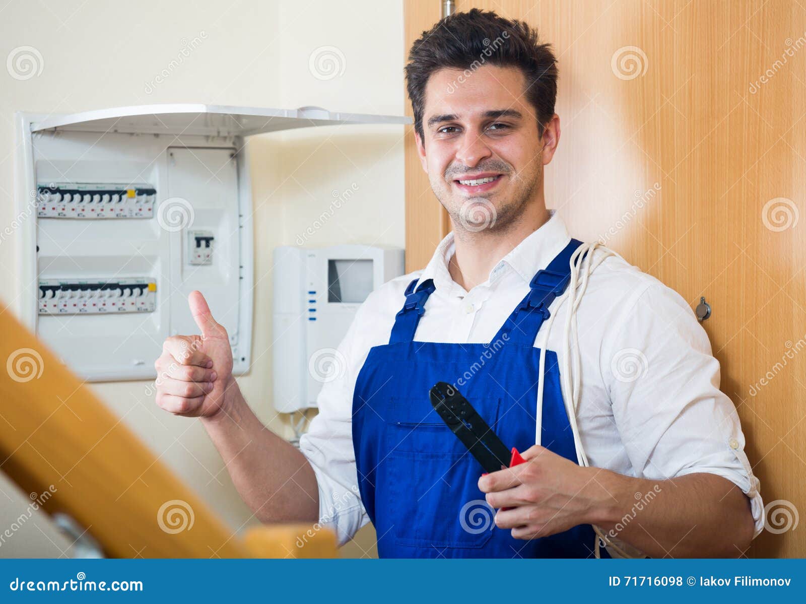 Electrician Fixing Problems of Automatic Electric Meter Stock Photo ...