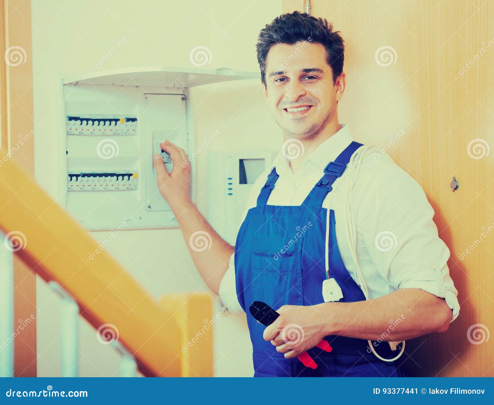 Electrician Fixing Problems of Automatic Electric Meter Stock Image ...