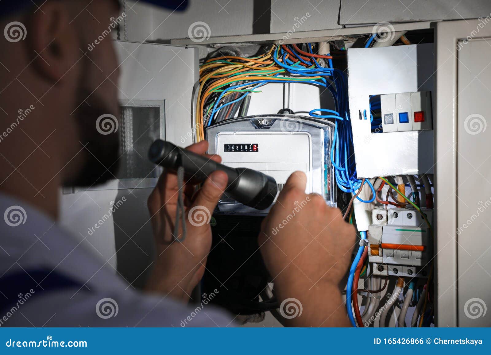 Man Fixing Electric Light Meter Stock Photography | CartoonDealer.com ...