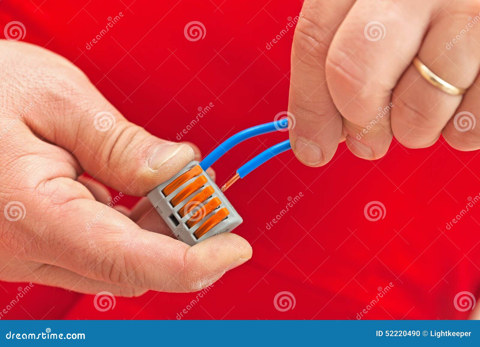 Electrician Hands Making a Connection Stock Photo - Image of contact ...
