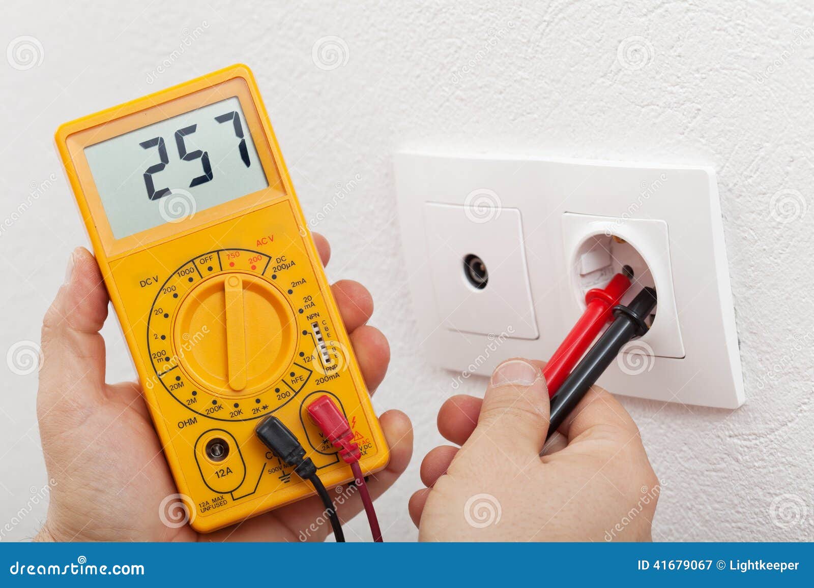 Electrician Hands with Multimeter Stock Image - Image of measuring ...