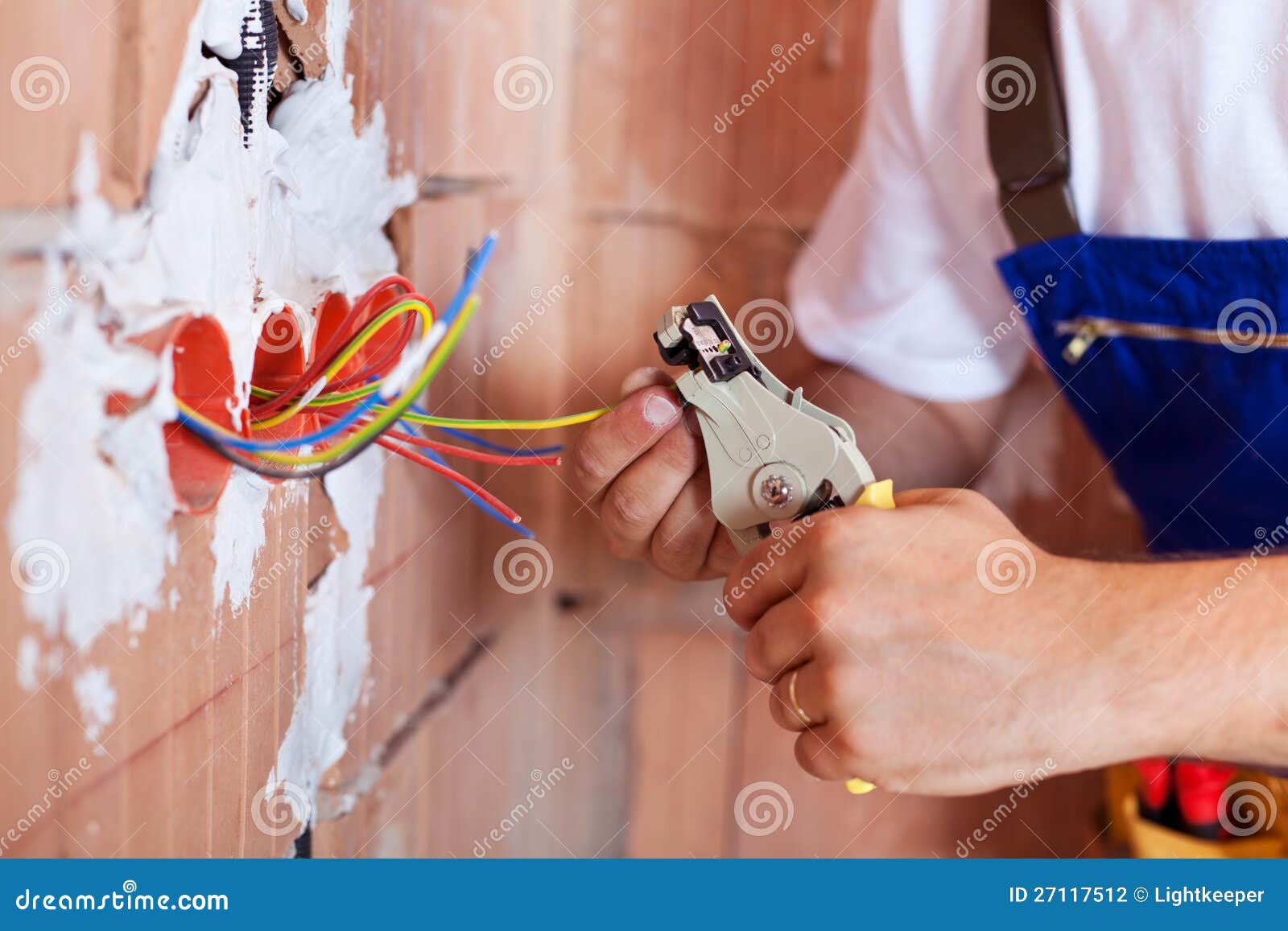Electrician Hands with Pliers Stock Photo - Image of technician, power ...